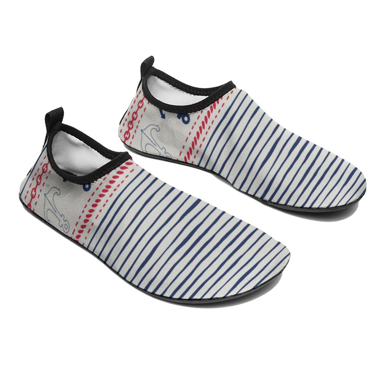 Nautical Pattern with Stripes And Anchors Water Shoes Beach Slip-on ...