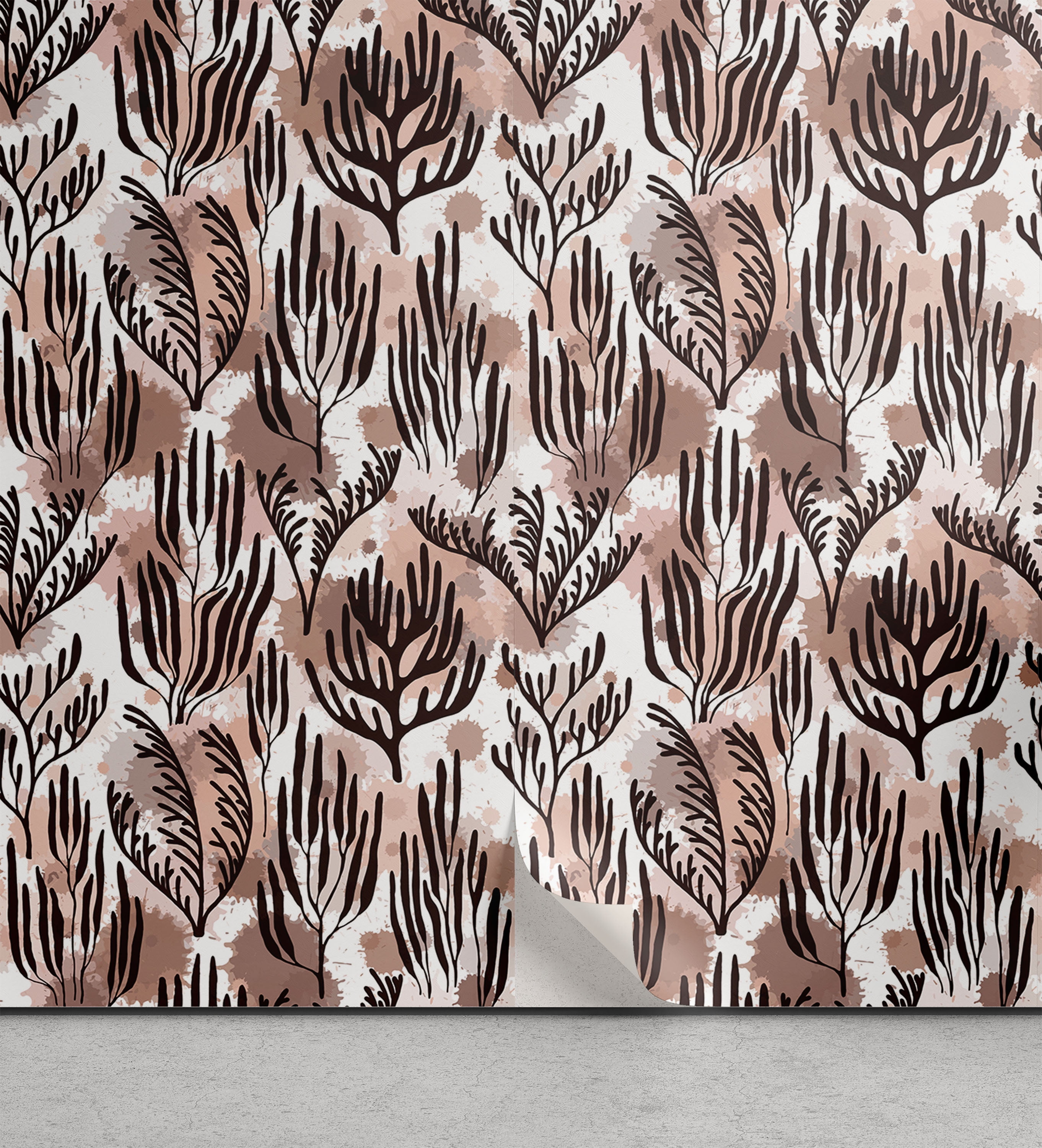 Nautical Peel & Stick Wallpaper, Aquatic Algae Reef Corals Pattern on ...