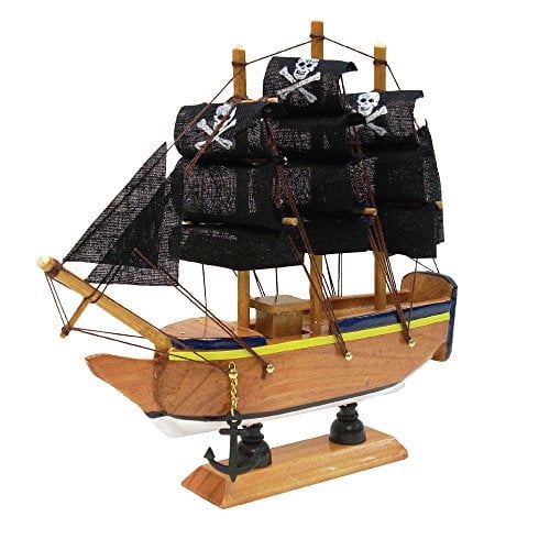 Nautical Pirate Ship Figurine -Pre Built Watercraft Genuine Handcrafted ...