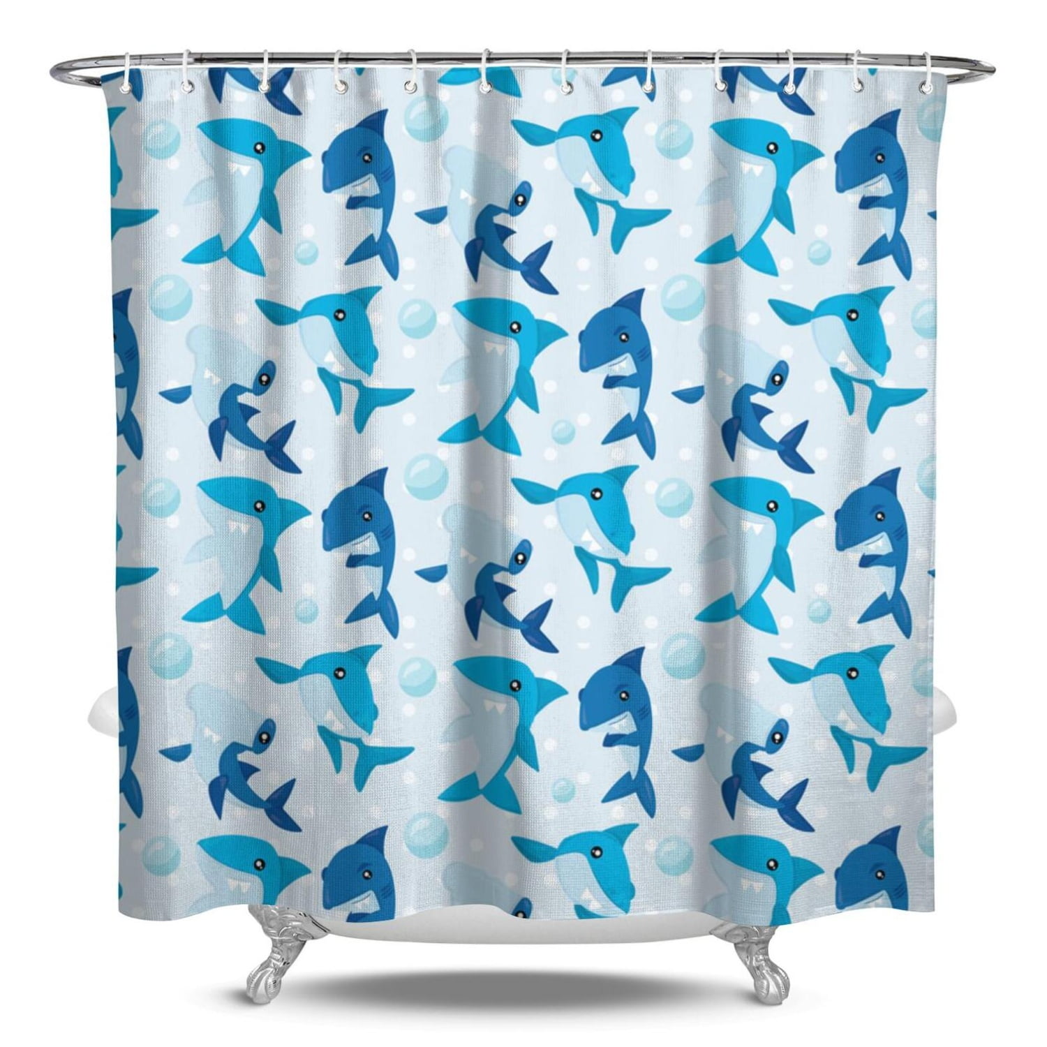 Nautical Predator Shower Curtain Liner - Shark Marine Life Theme ...