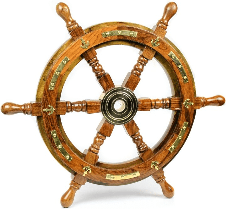 Nautical Premium Sailor's Hand Crafted Brass & Wooden Ship Wheel ...