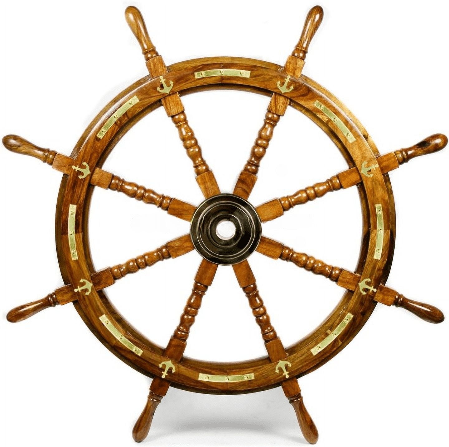 Nautical Premium Sailor's Hand Crafted Brass & Wooden Ship Wheel ...