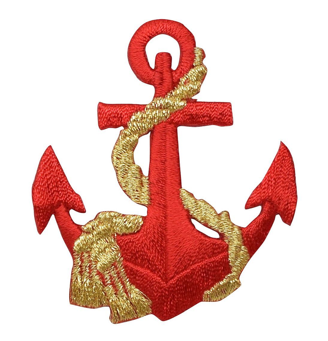 Nautical Red Anchor - Gold Rope - Iron on Applique/Embroidered Patch ...