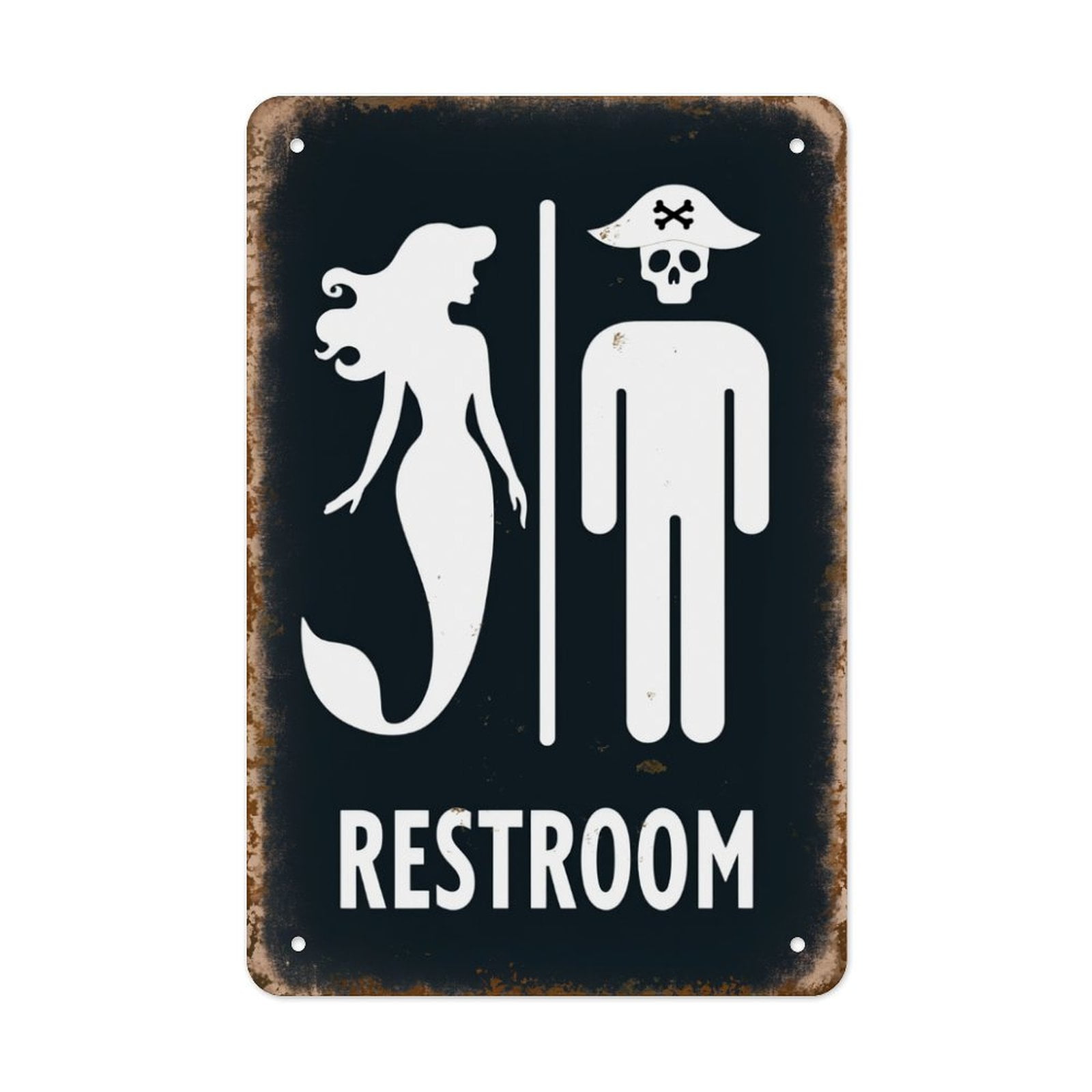 Nautical Restroom Sign - Pirate And Mermaid Themed Decor for Beach And ...