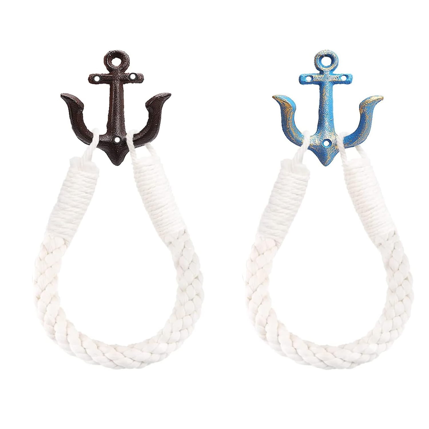 Nautical Rope Toilet Paper Holder Wall-Mounted Towel Ring Nautical ...