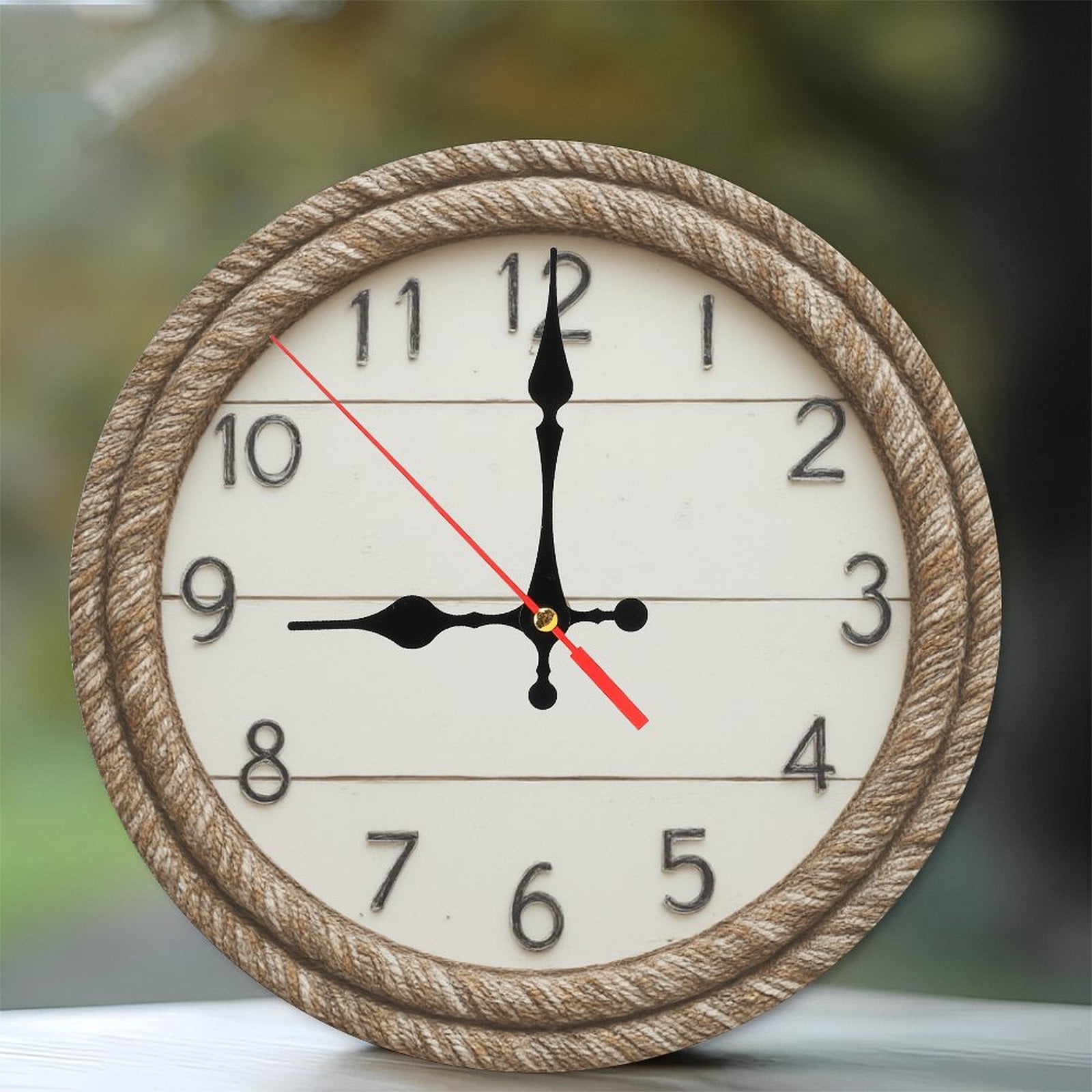 Nautical Rope Wall Clock Farmhouse Style Home Decor White Wooden 10 ...