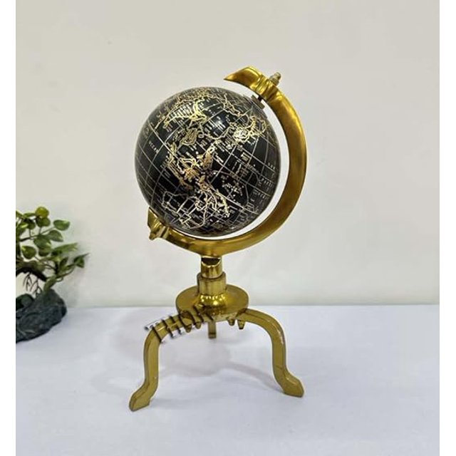 Nautical Rotated World Map Globe With Base Nautical Home Designer ...