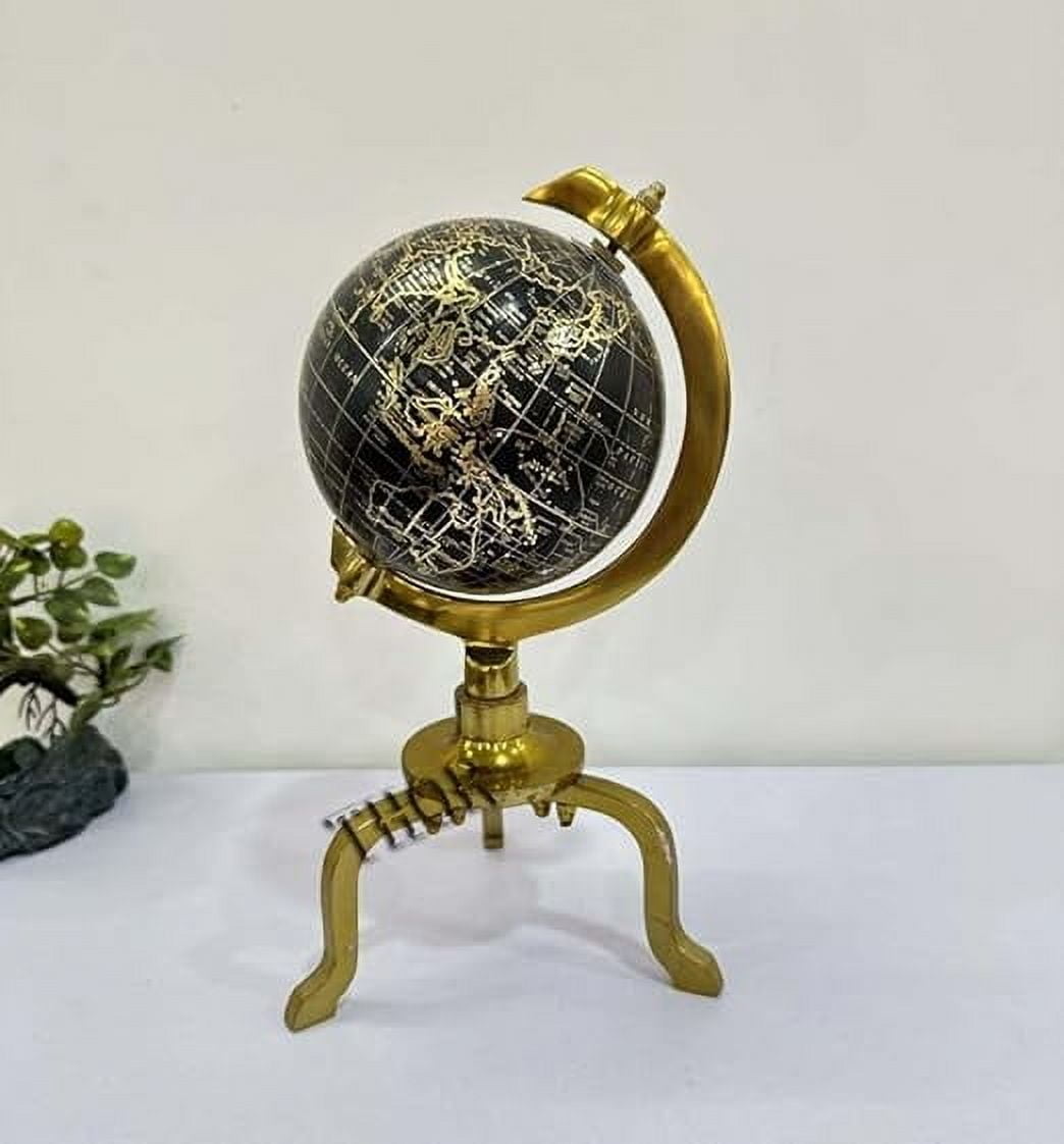 Nautical Rotated World Map Globe With Base Nautical Home Designer ...
