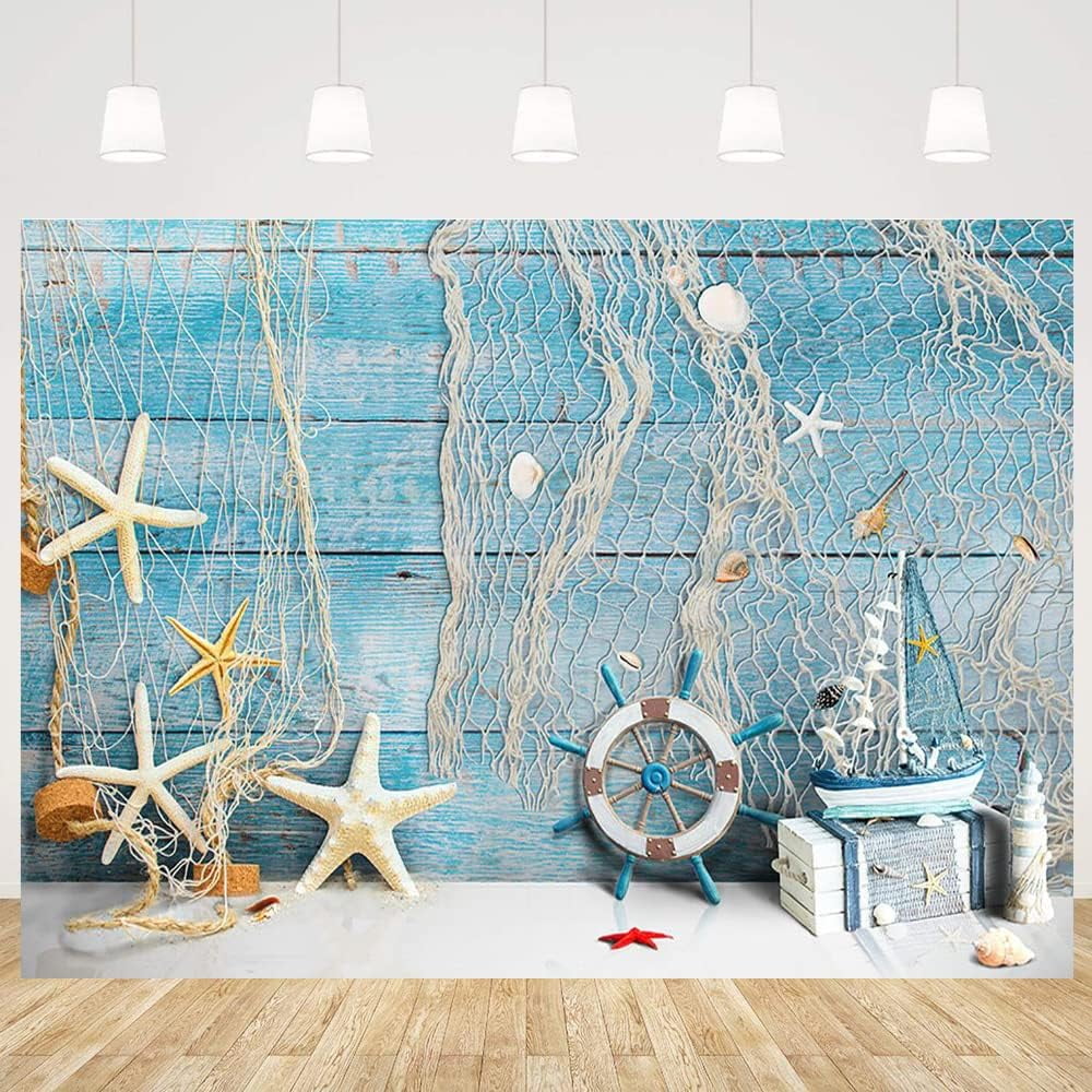 Nautical Rudder Backdrop Sailing Adventure Seashells Sailing Ship Wheel ...