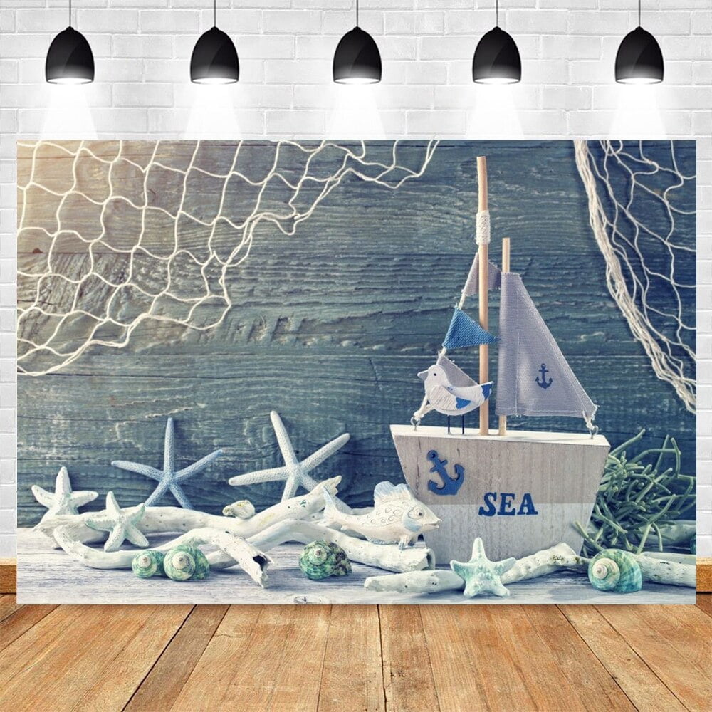 Nautical Rudder Starfish Sea Theme Baby Birthday Portrait Photography ...