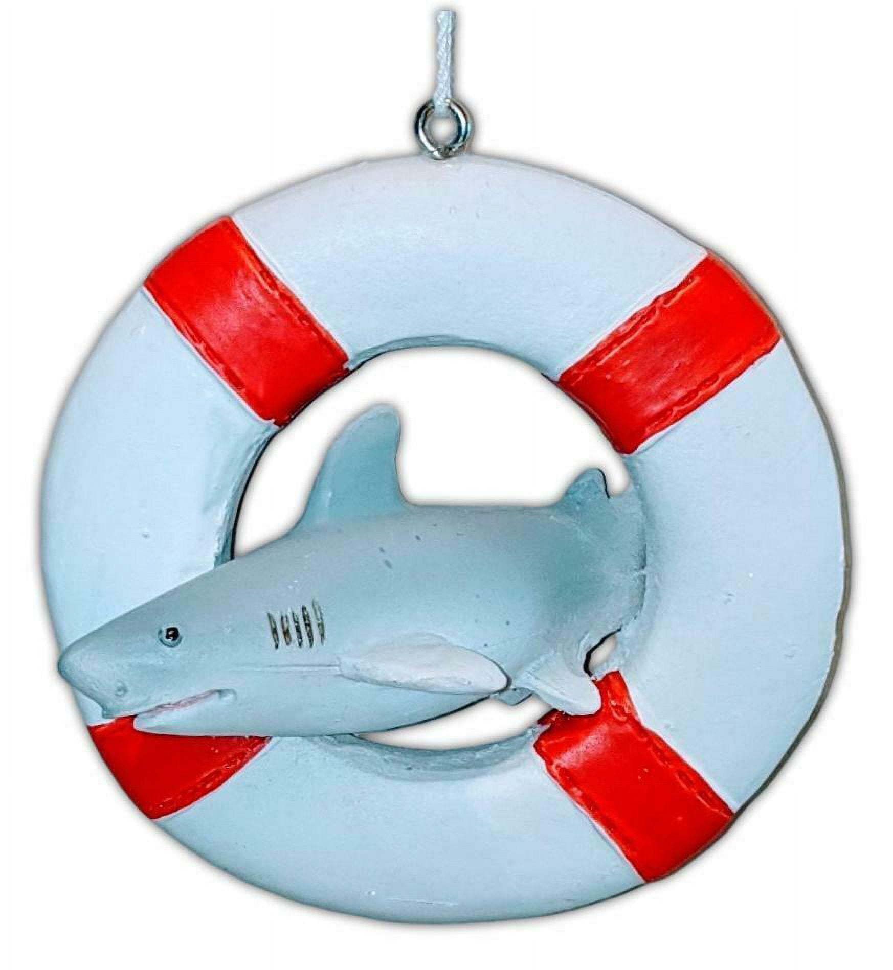 Nautical SHARK IN LIFE PRESERVER Tropical Christmas Ornament, by ...
