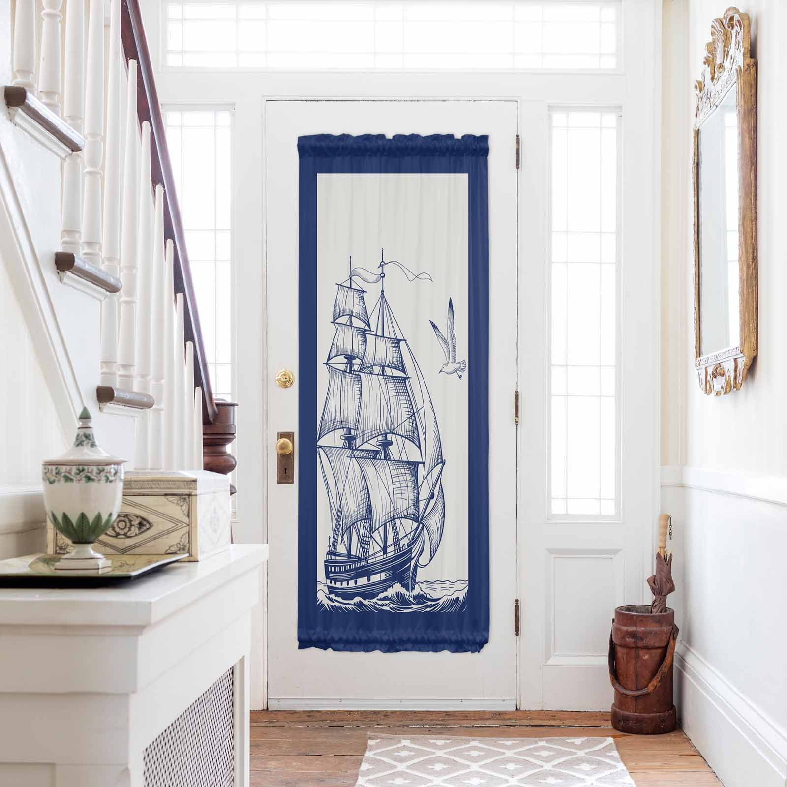 Nautical Sailboat Door Curtains for Door Window, French Sidelight Front ...