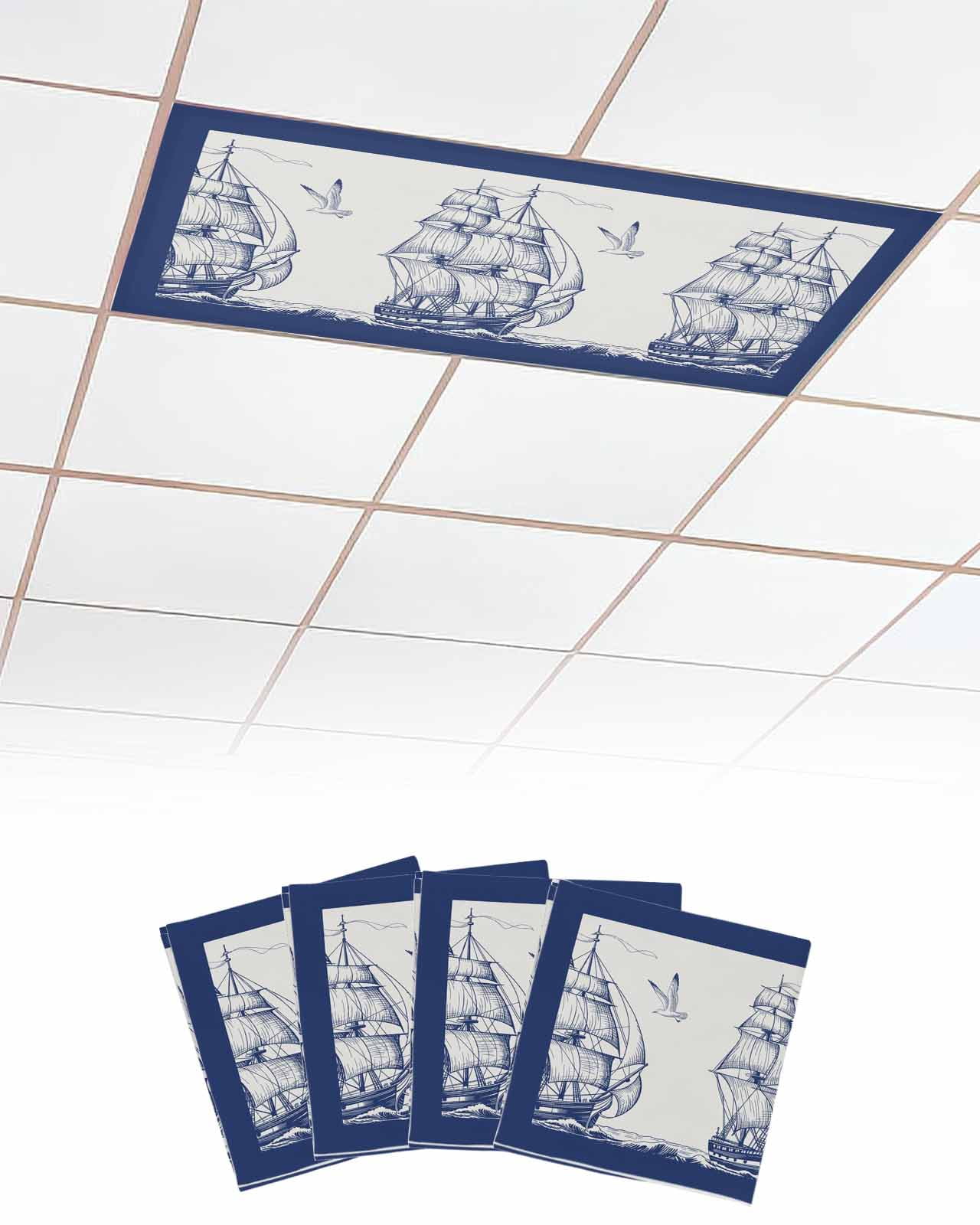 Nautical Sailboat Fluorescent Light Covers for Ceiling Lights 4x2 feet ...