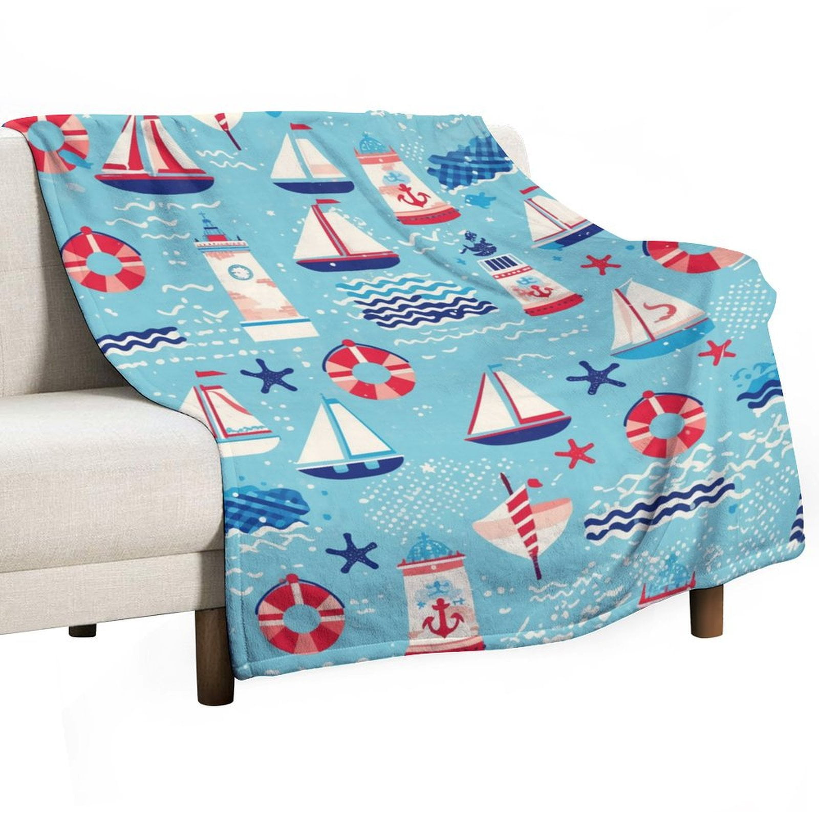 Nautical Sailboats Lighthouses-5 Blanket for Bed Throw Blanket for ...