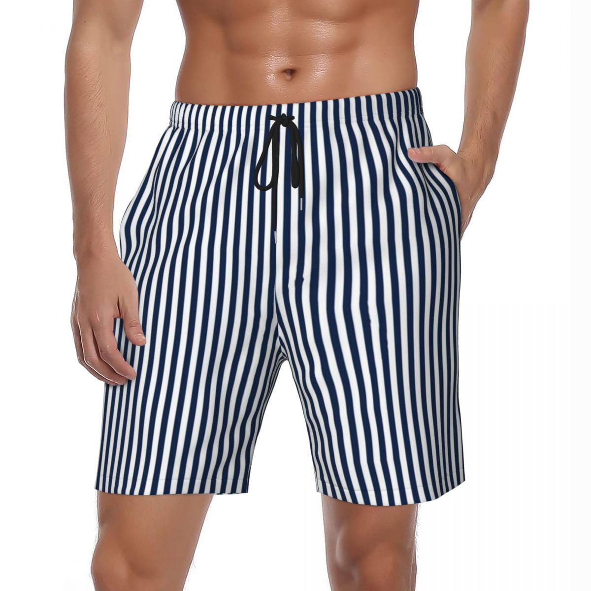Nautical Sailor Board Shorts Summer Blue and White Vertical Stripe ...