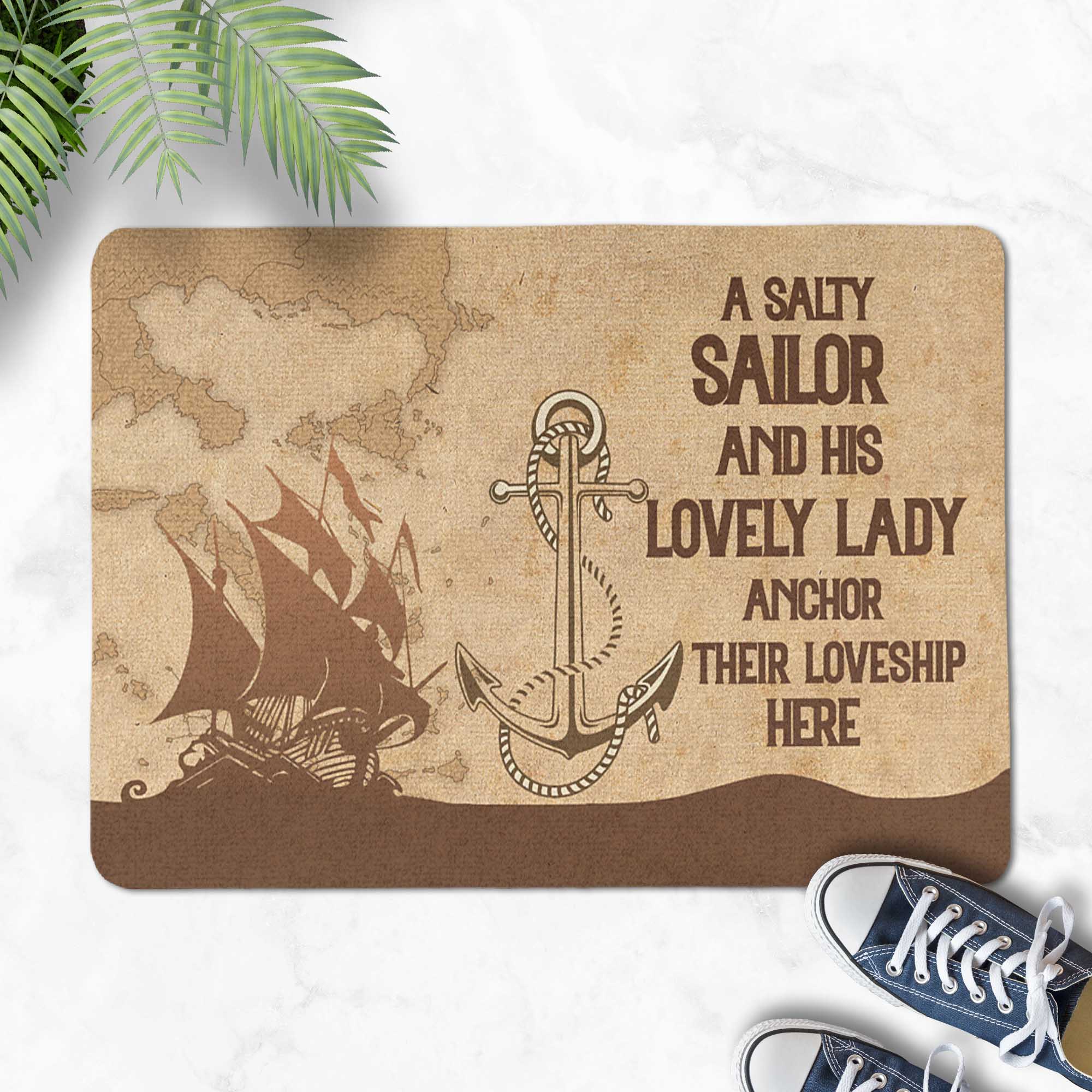 Nautical Sailor Doormat – A Salty Sailor & His Lovely Lady Anchor Their ...