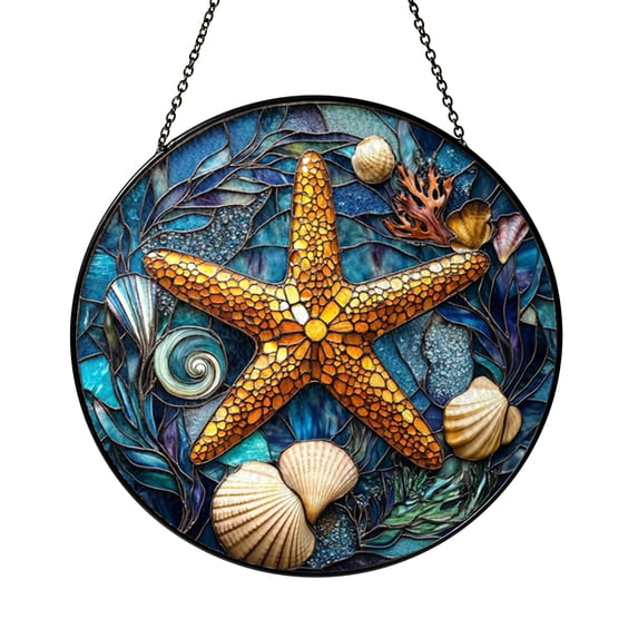 Nautical Sea Star Stained Glass Style Window Suncatcher - Walmart.com