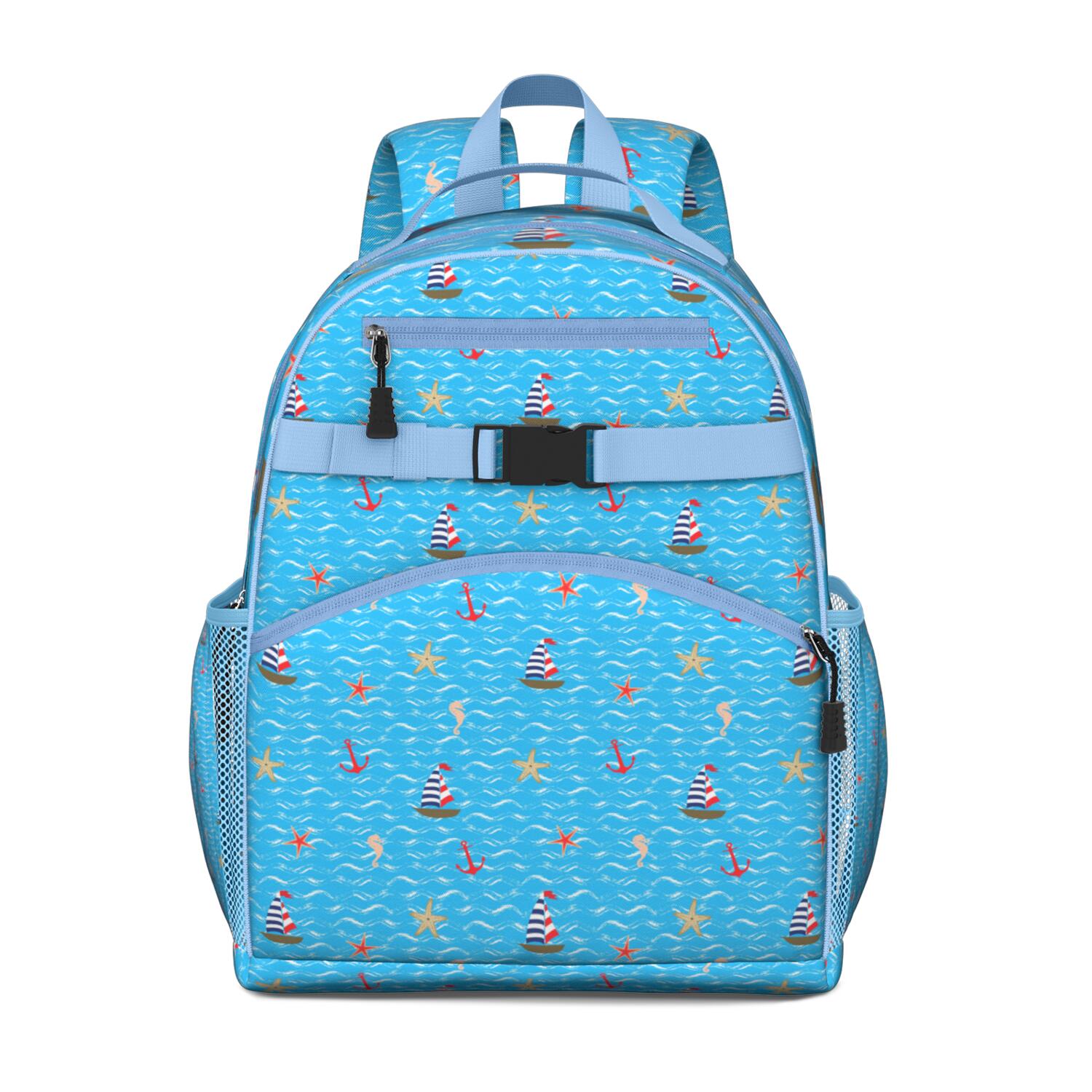 Nautical Sea Students Backpack with Anchor, Boat, Coastal Marine, Ocean ...