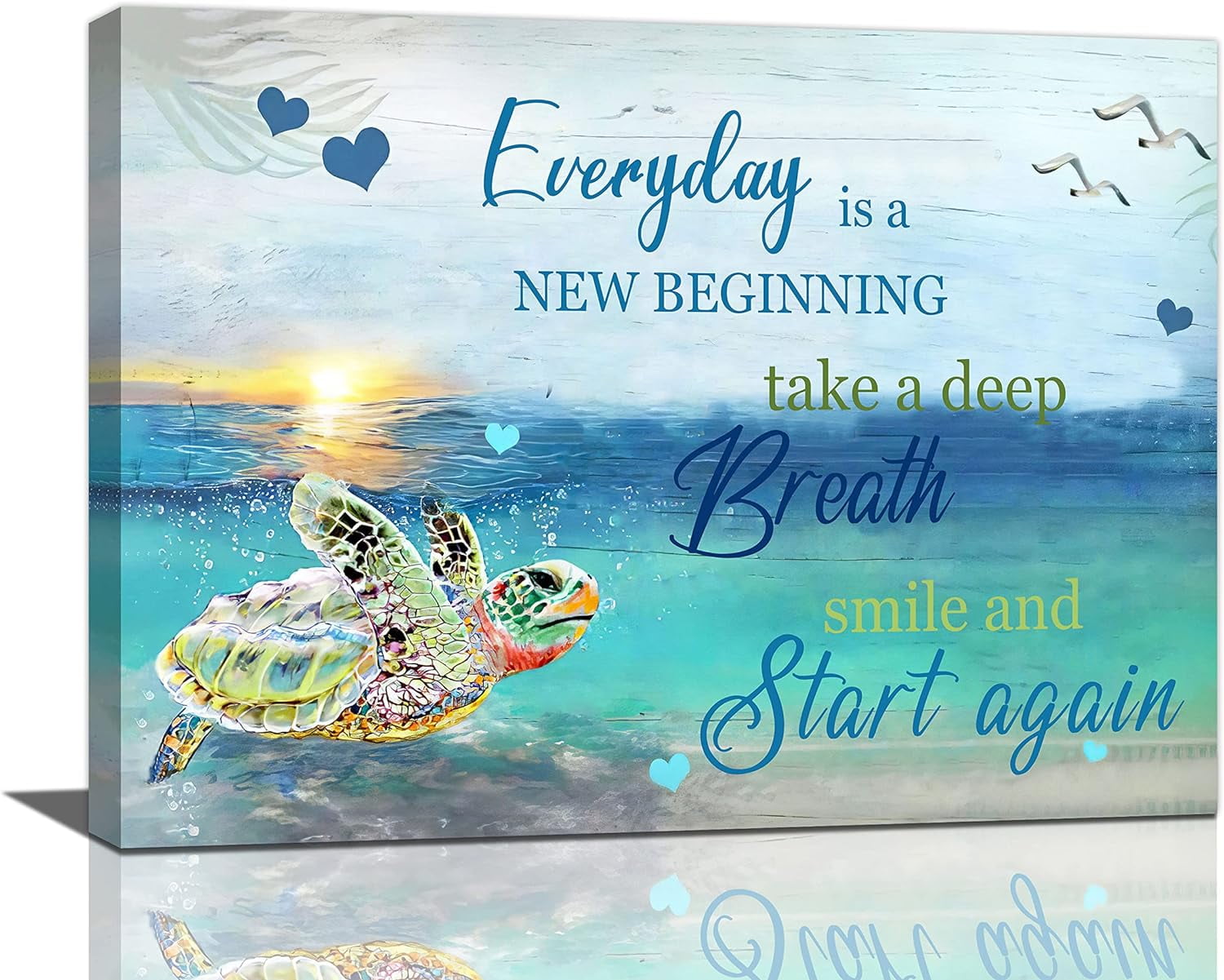 Nautical Sea Turtle Bathroom Wall Art Turtle Motivational Pictures Wall ...