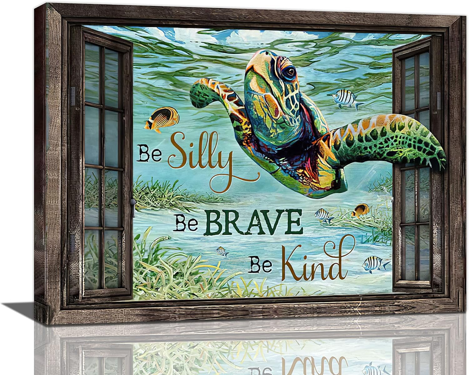 Nautical Sea Turtle Bathroom Wall Art Turtle Pictures Motivational Wall ...