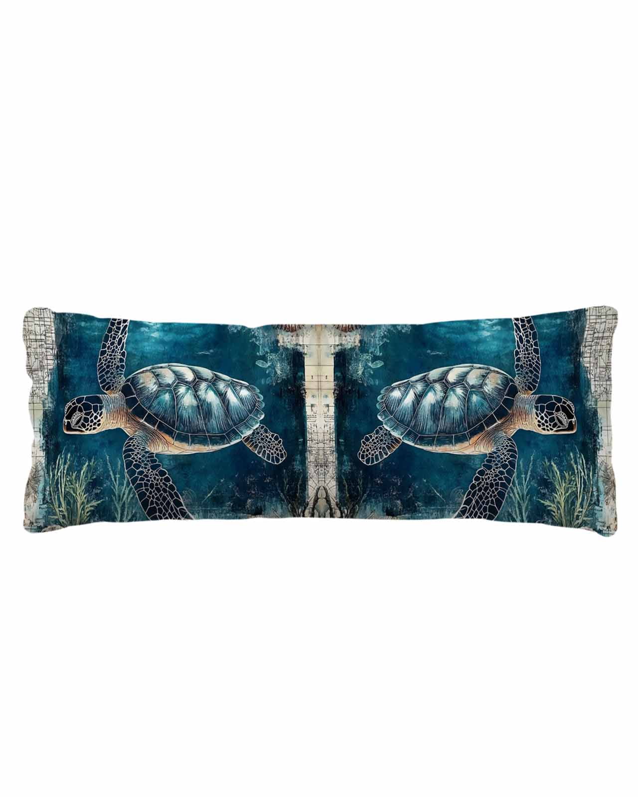 Nautical Sea Turtle Body Pillow Cover 20 x 60 Inch Decorative Pillow ...