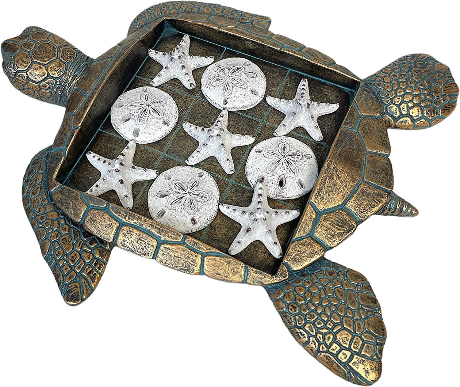 Nautical Sea Turtle Tic Tac Toe Board Game Bronze Tone Ocean Beach ...