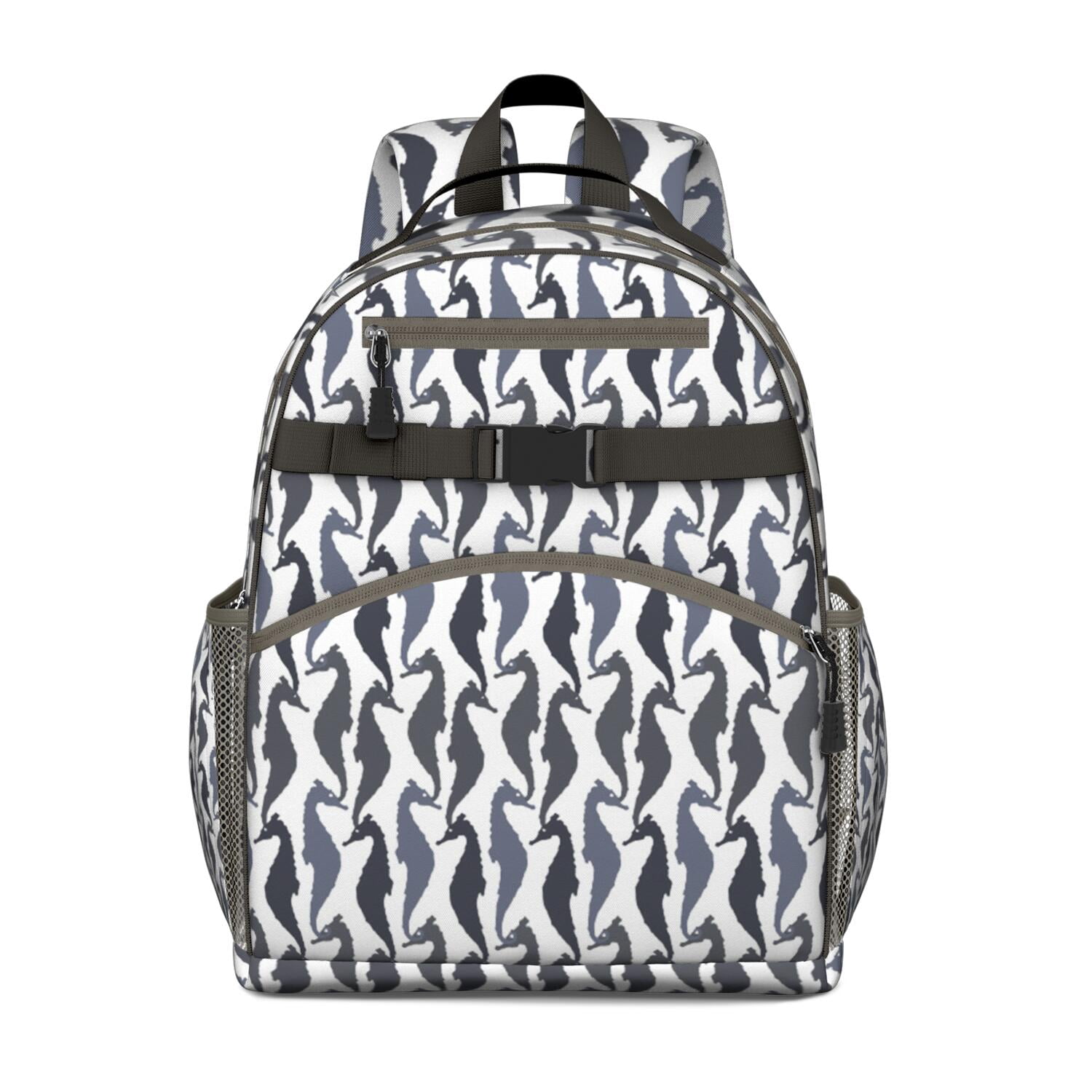 Nautical Seahorse Students Backpack with Tropical Coastal Life and ...