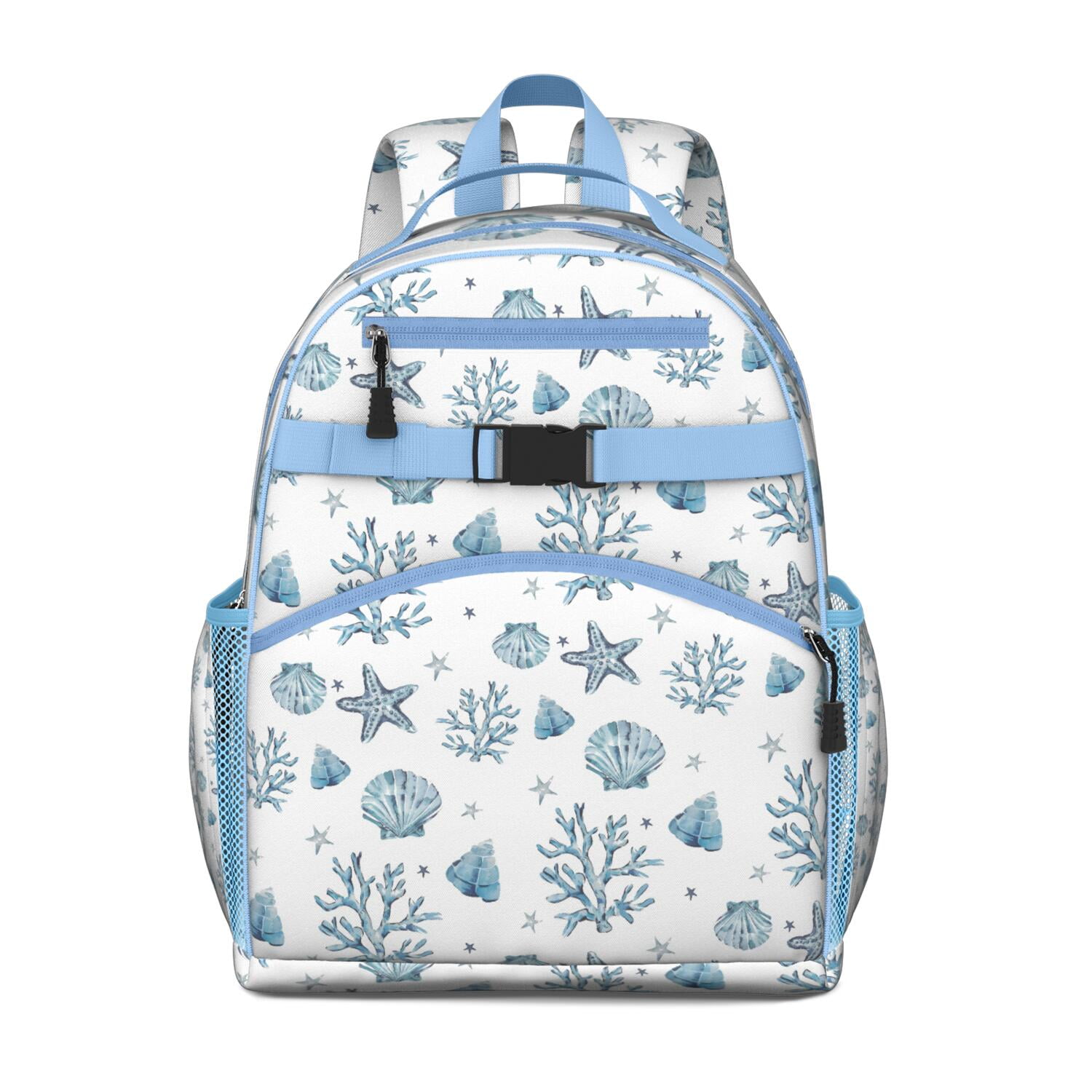 Nautical Seahorse and Starfish Students Backpack with Tropical Coral ...
