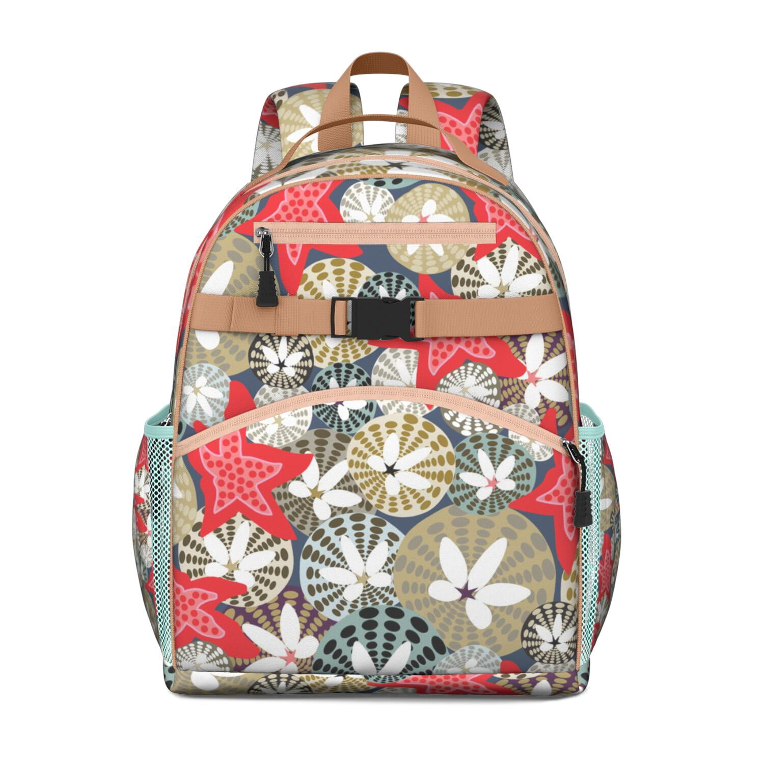 Nautical Seahorse and Starfish Students Backpack with Tropical Coral ...