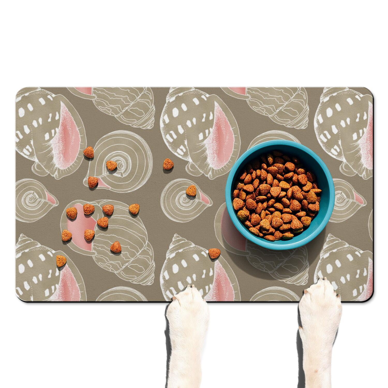 Nautical Seashell Dog Food Mat – Beach Tropical Starfish Marine Life ...