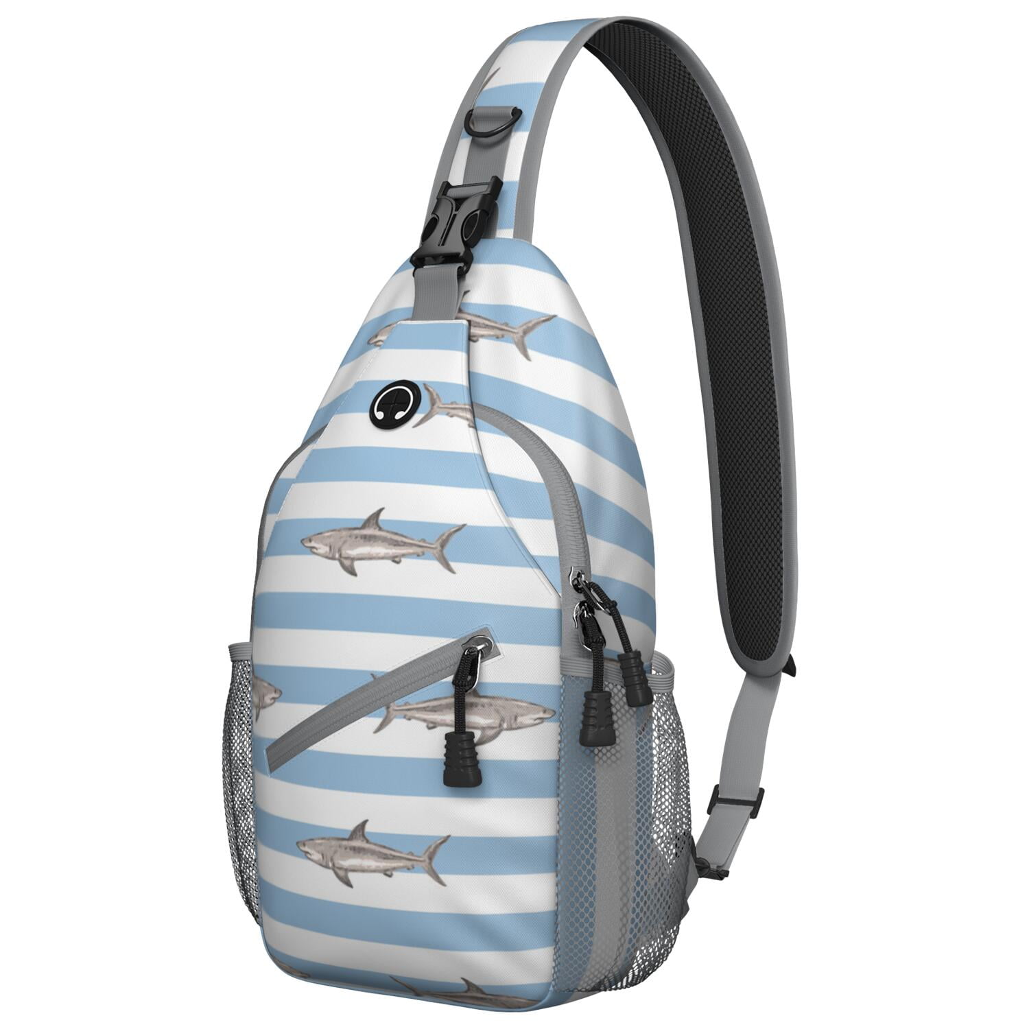 Nautical Shark Shoulder Backpack - Hand Drawn Vintage Design for ...