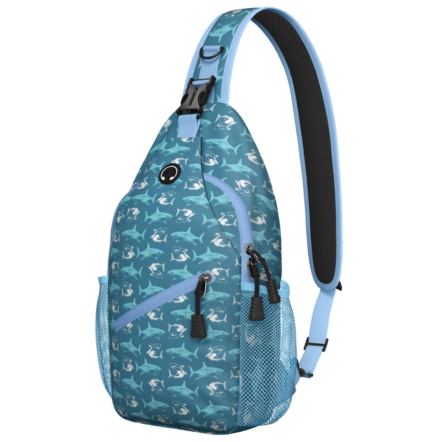 Nautical Shark Shoulder Backpack - Hand Drawn Vintage Design for ...