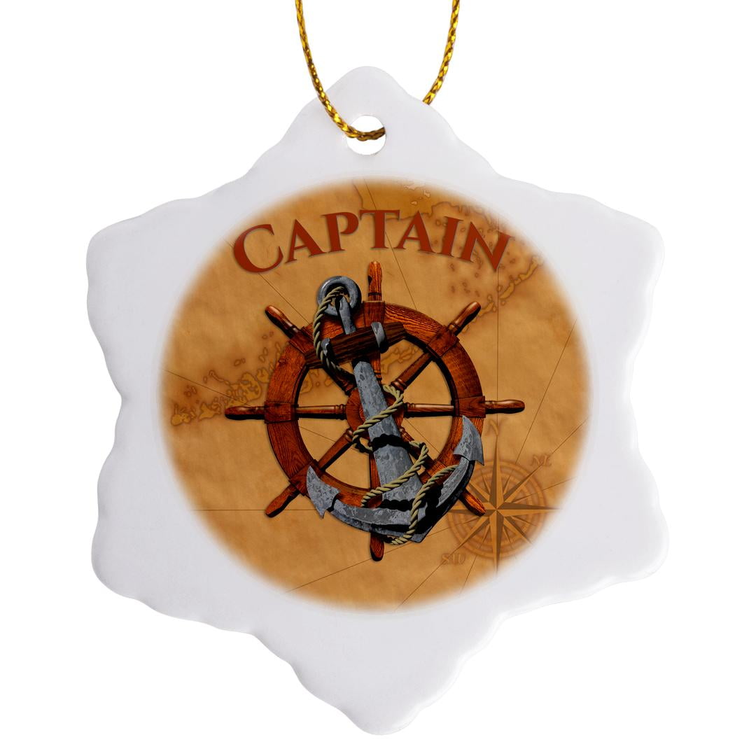 3drose, Nautical Ship Anchor and Helm on a Florida Keys Map for Captain ...