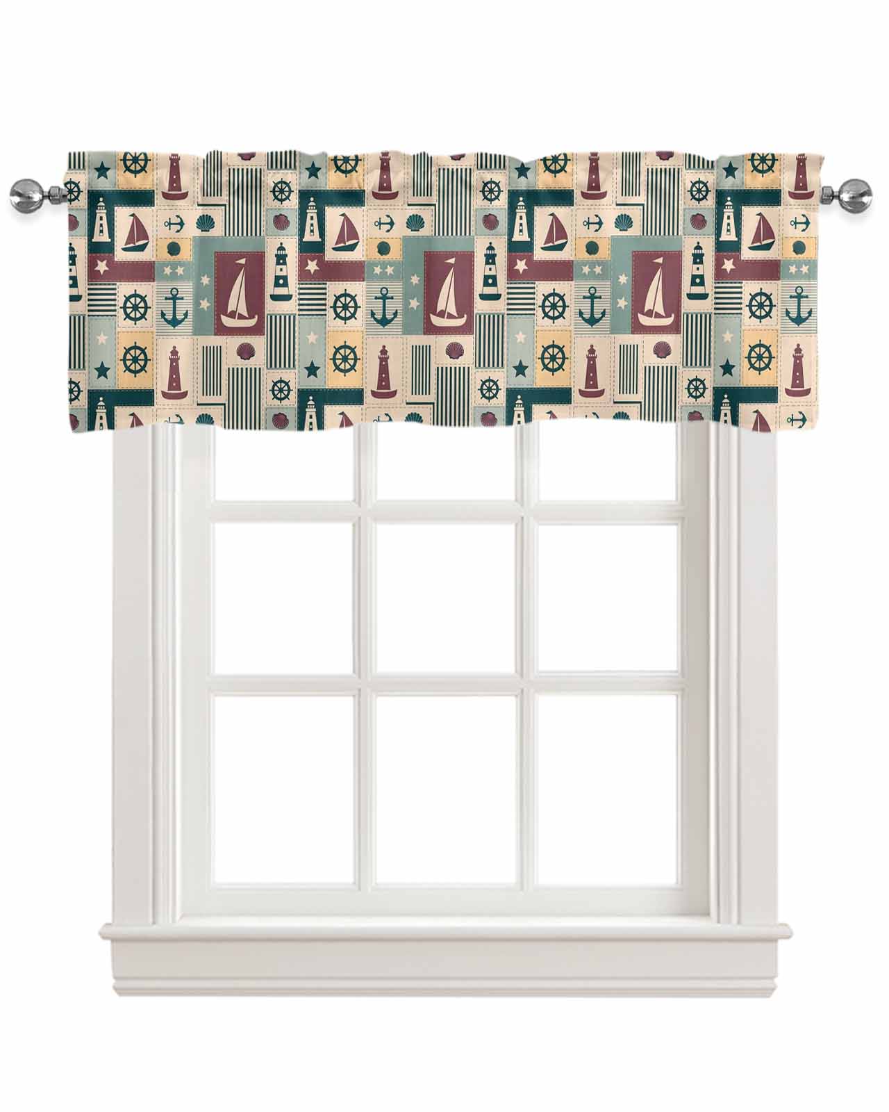 Nautical Ship Kitchen Valances for Windows Farmhouse Linen Window ...
