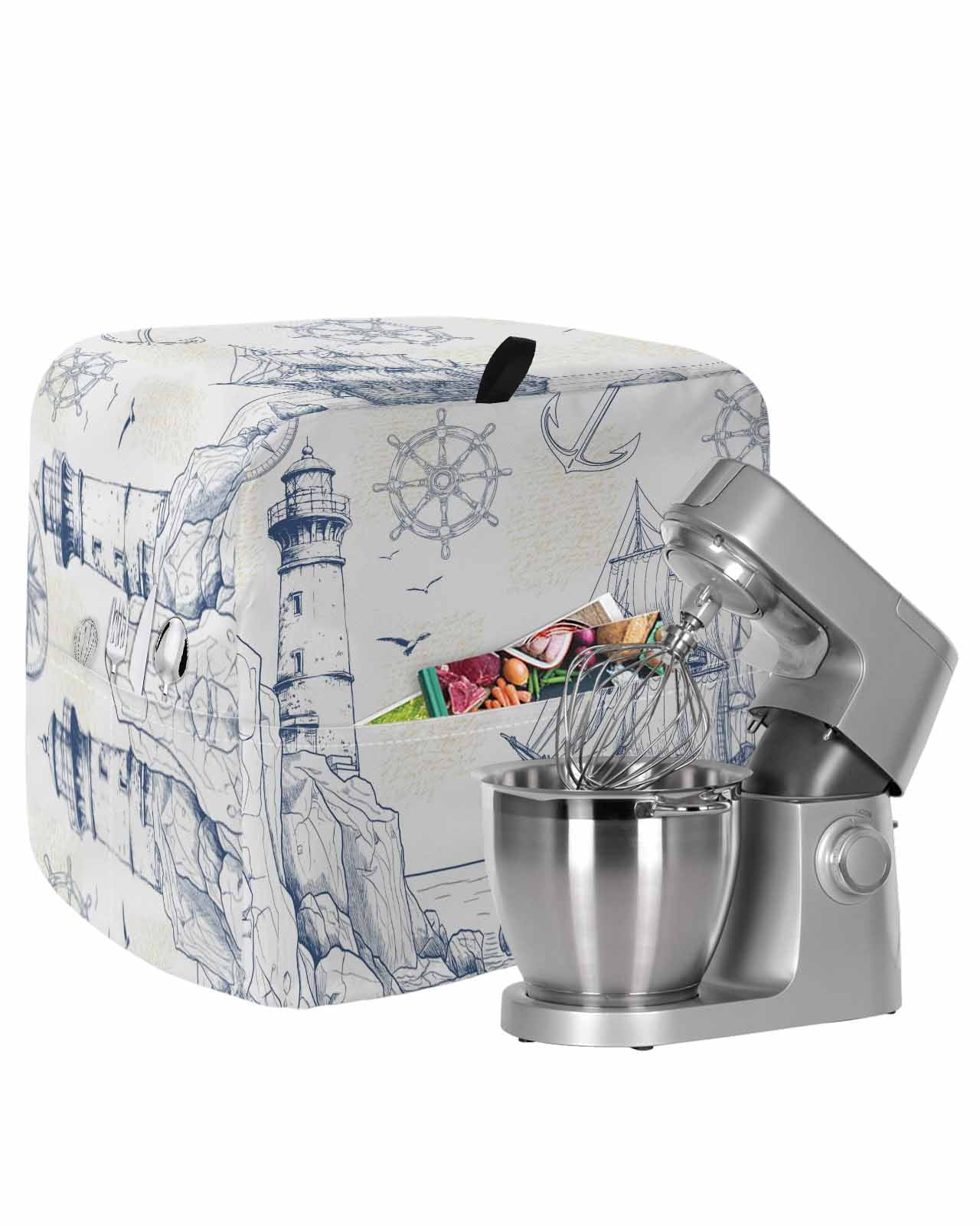 Nautical Ship Lighthouse Stand Mixer Dust Cover with Storage Pocket ...