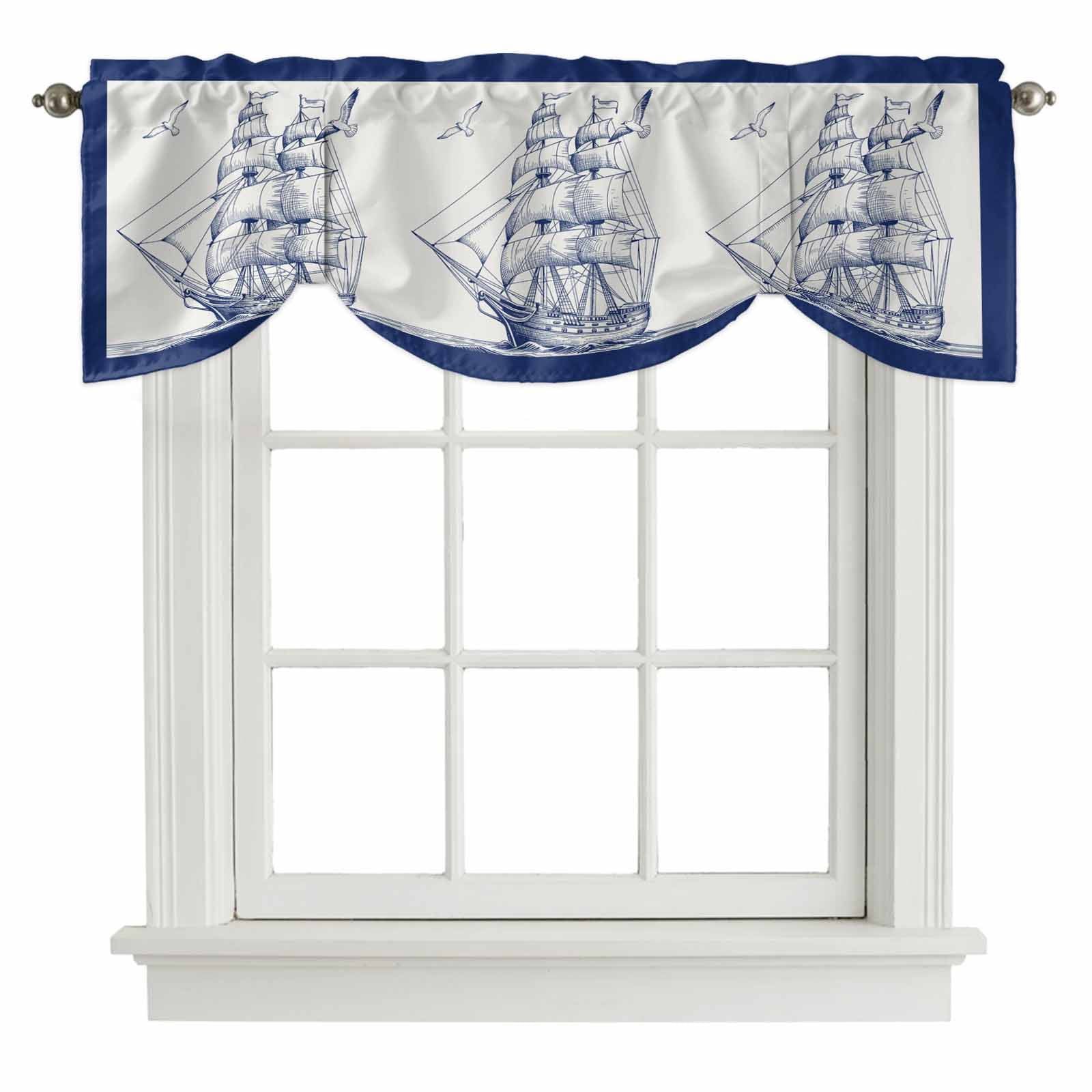Nautical Ship Tie Up Valance Curtains for Windows, Kitchen Curtains ...