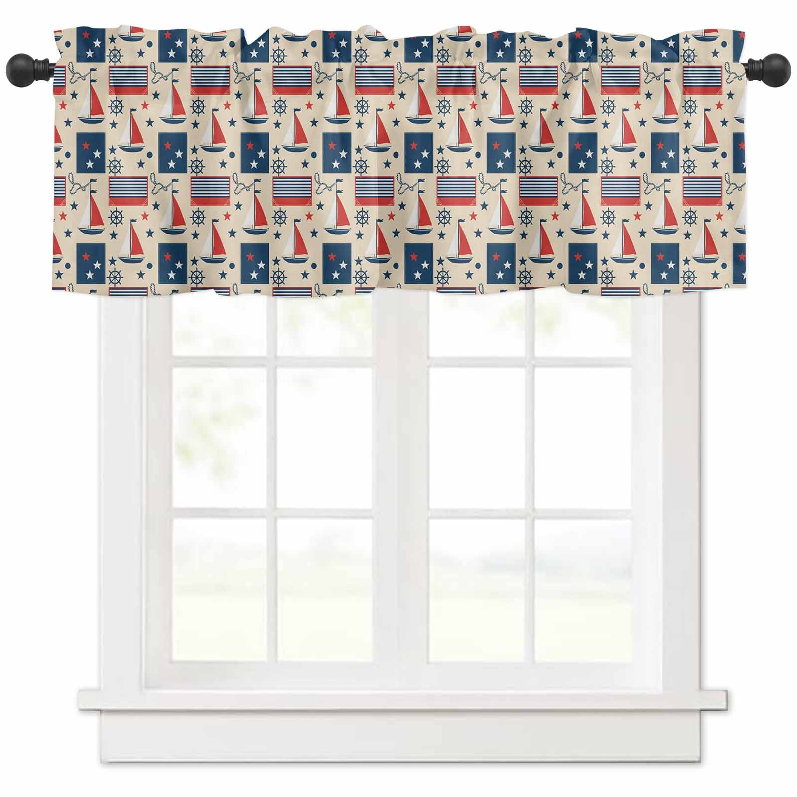 Nautical Ship Valances for Windows Farmhouse Kitchen Curtains Valances ...