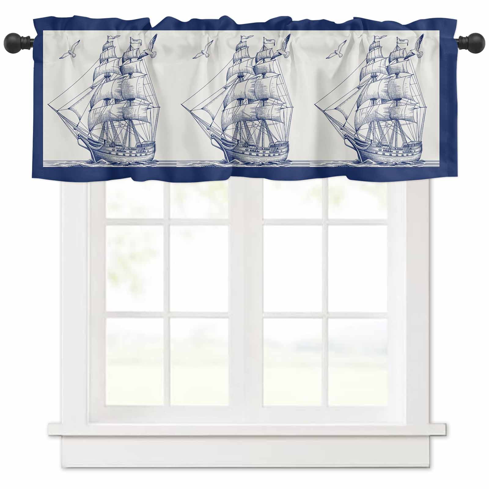 Nautical Ship Valances for Windows Farmhouse Kitchen Curtains Valances ...