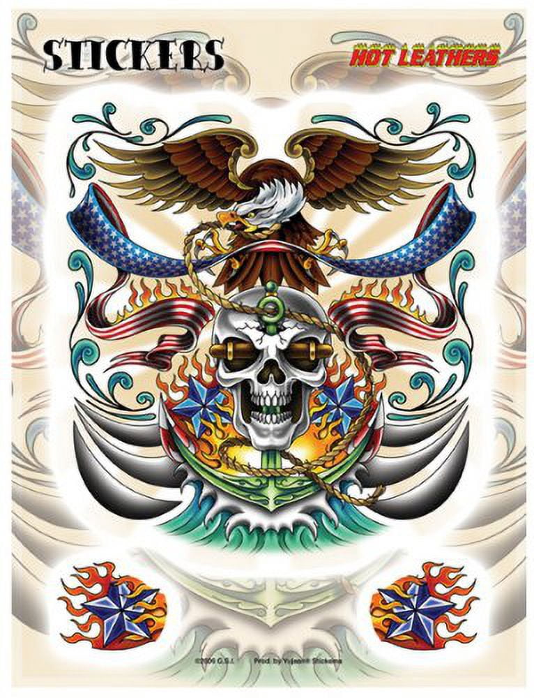 Nautical Skull Stars Tattoo Eagle Biker, Die-Cut Vinyl Sticker Decal ...