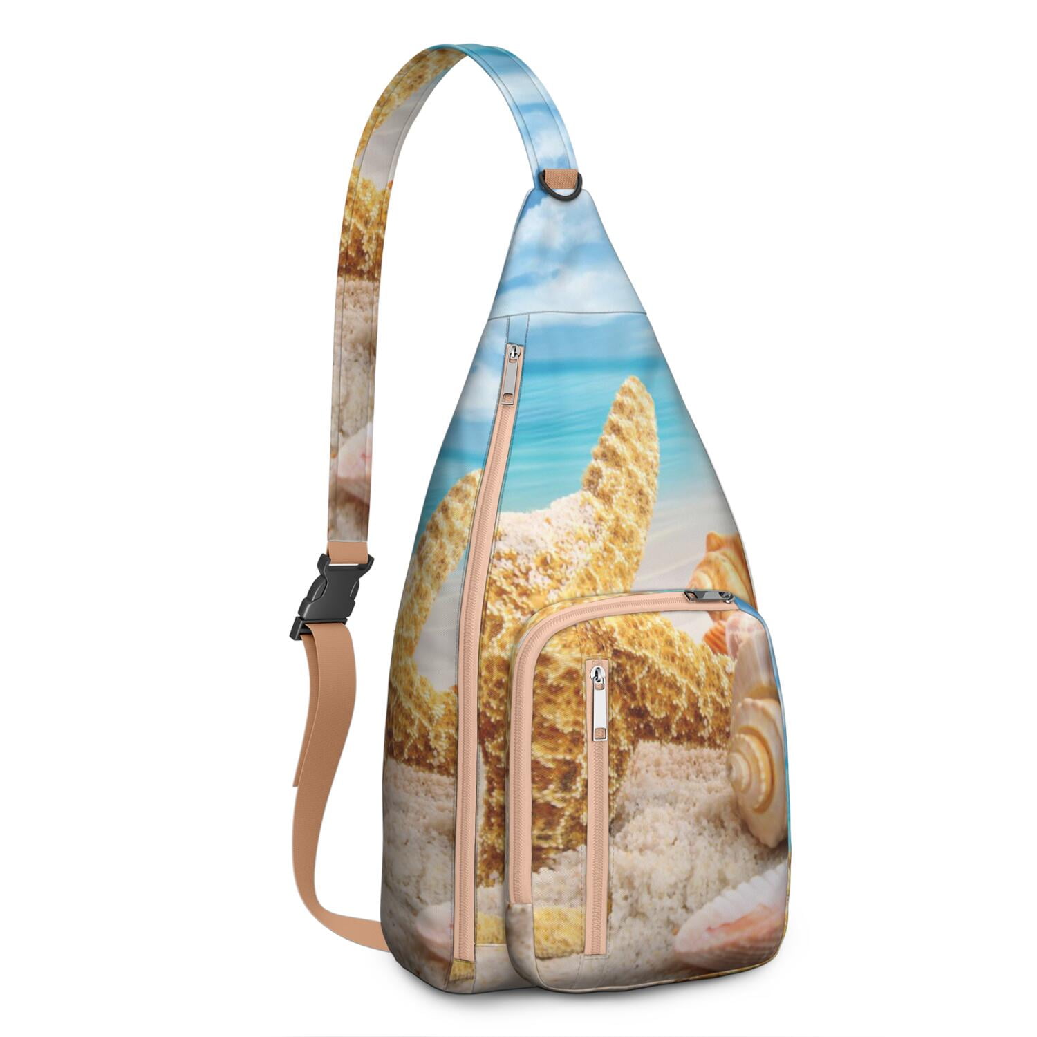 Nautical Sling Bag - Vintage Ocean Theme with Starfish, Seahorse ...