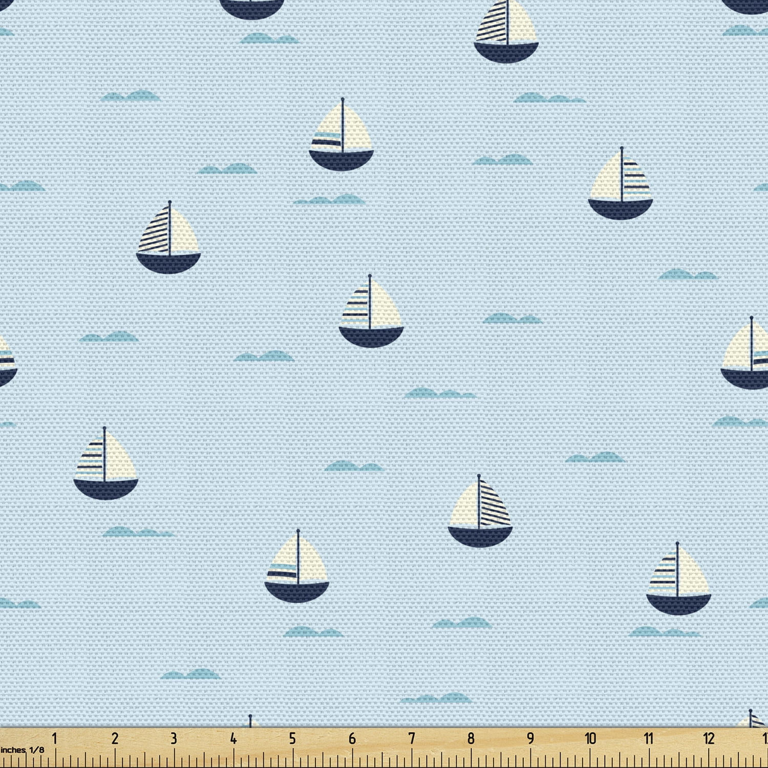 Ambesonne Nautical Fabric by the Yard Upholstery, Simple Ships in the ...