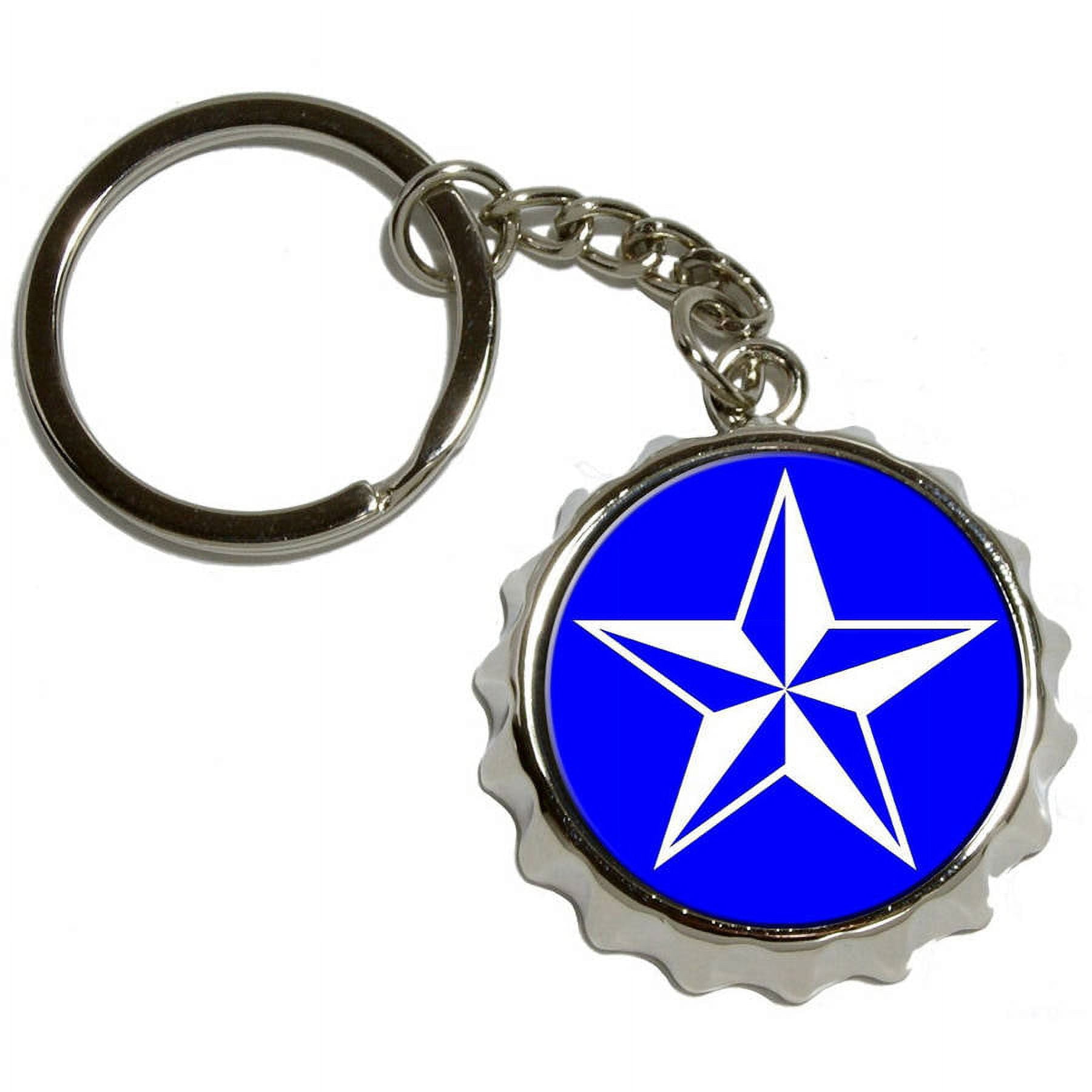 Nautical Star, Blue, Nickel Plated Metal Popcap Bottle Opener Keychain ...