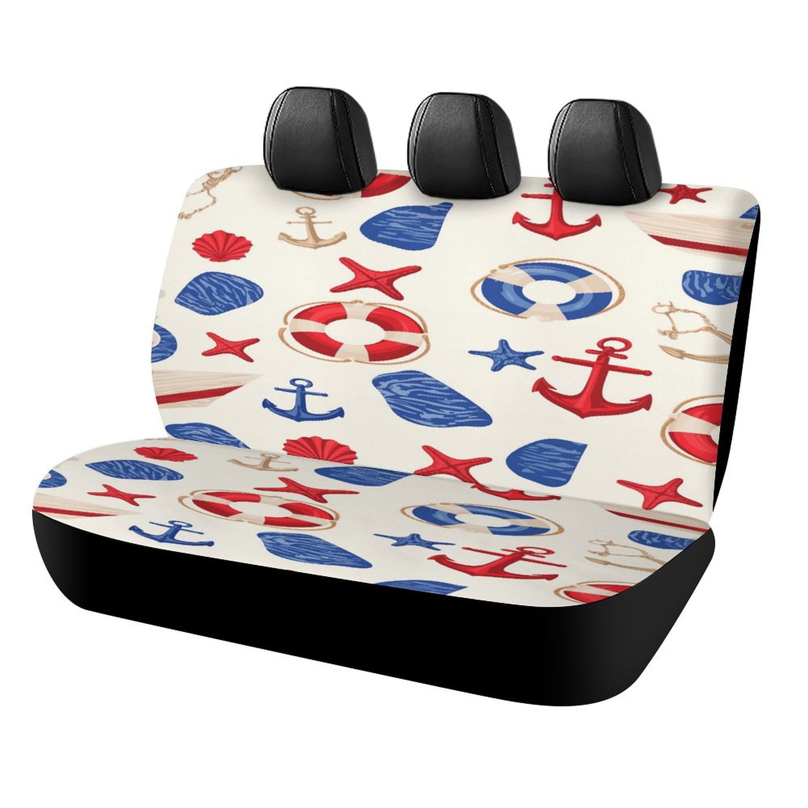 Nautical Starfish Anchor Lifebuoy Rear Seat Covers, Car Backseat ...