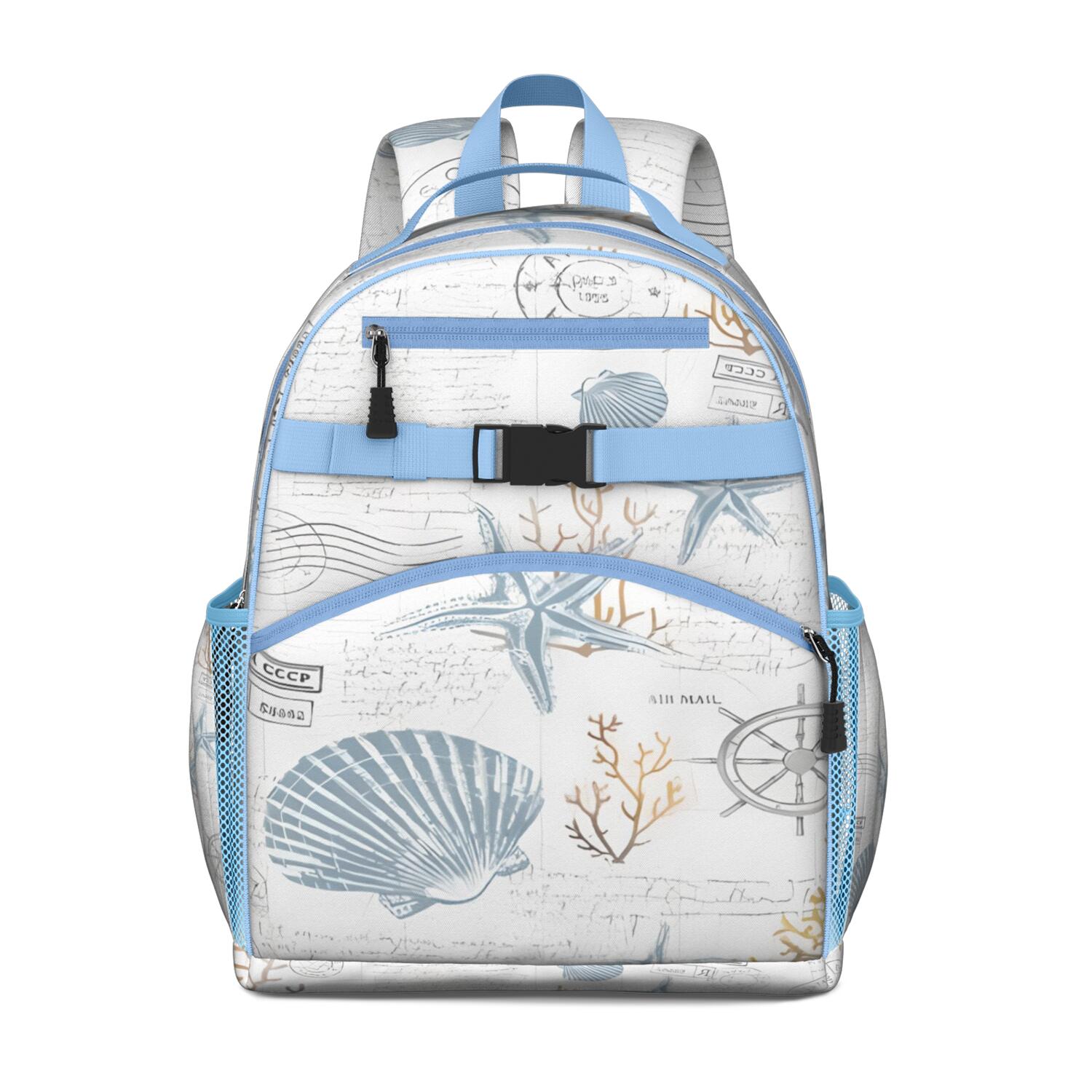 Nautical Starfish Backpack with Beach Seashells, Seahorse, Marine Coral ...