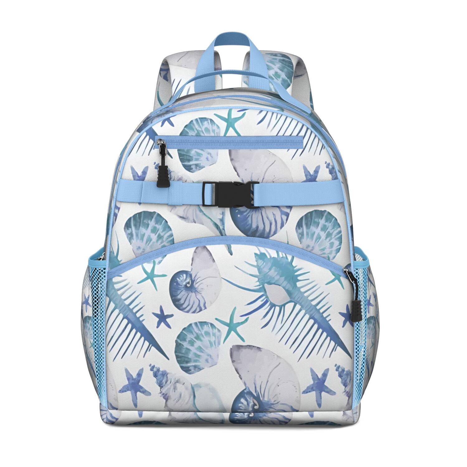 Nautical Starfish and Seahorse Students Backpack with Beach Seashells ...