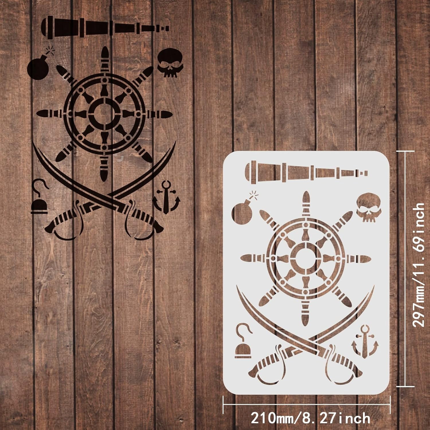 Nautical Stencils Template 11.7x8.3 inch A4 Plastic Rudder Telescope ...
