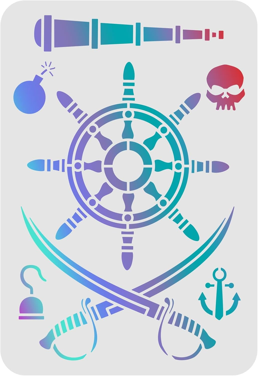 Nautical Stencils Template 11.7x8.3 inch A4 Plastic Rudder Telescope ...