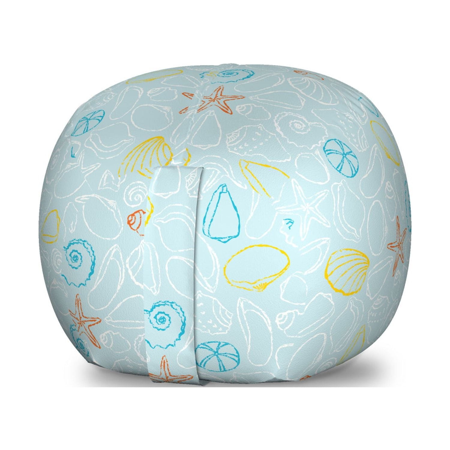 Nautical Storage Toy Bag Chair, Continuous Starfish Mollusk Sea Shells ...