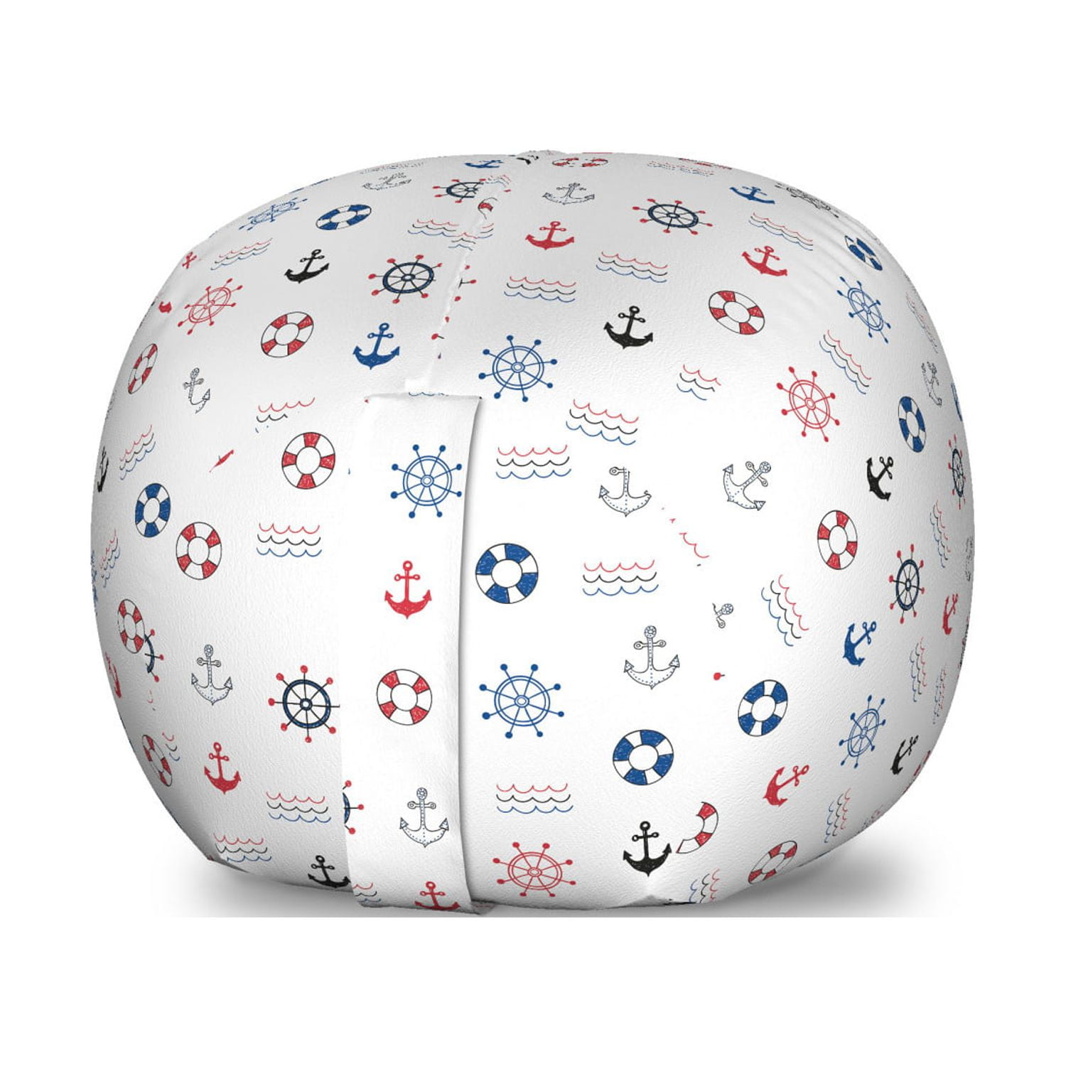 Nautical Storage Toy Bag Chair, Marine Elements Featured Life Anchor ...