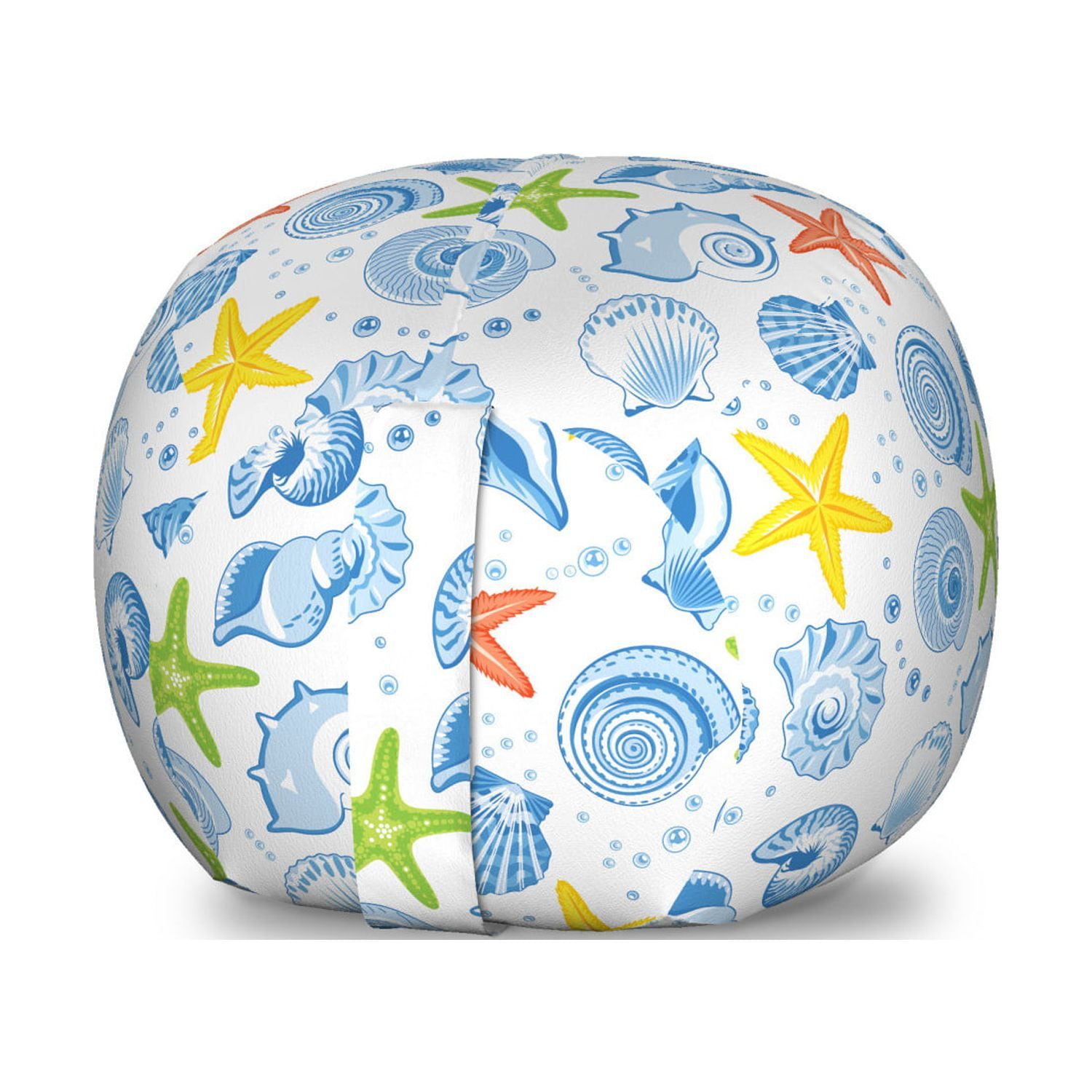 Nautical Storage Toy Bag Chair, Marine Themed Starfish Mollusk Coral ...